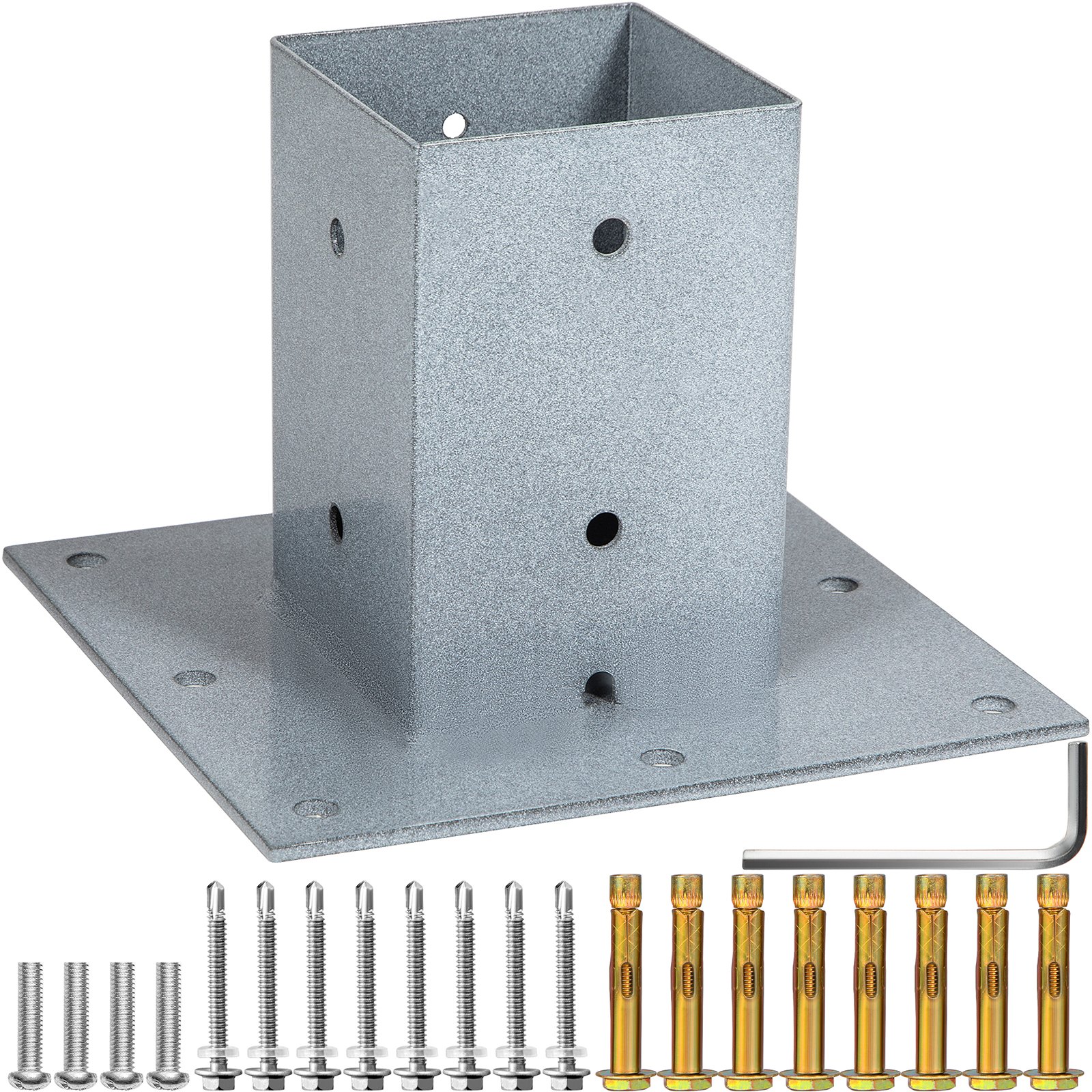 VEVOR Post Base, 4"x4" Mailbox Base Plate, Granite Powder-Coated Fence ...