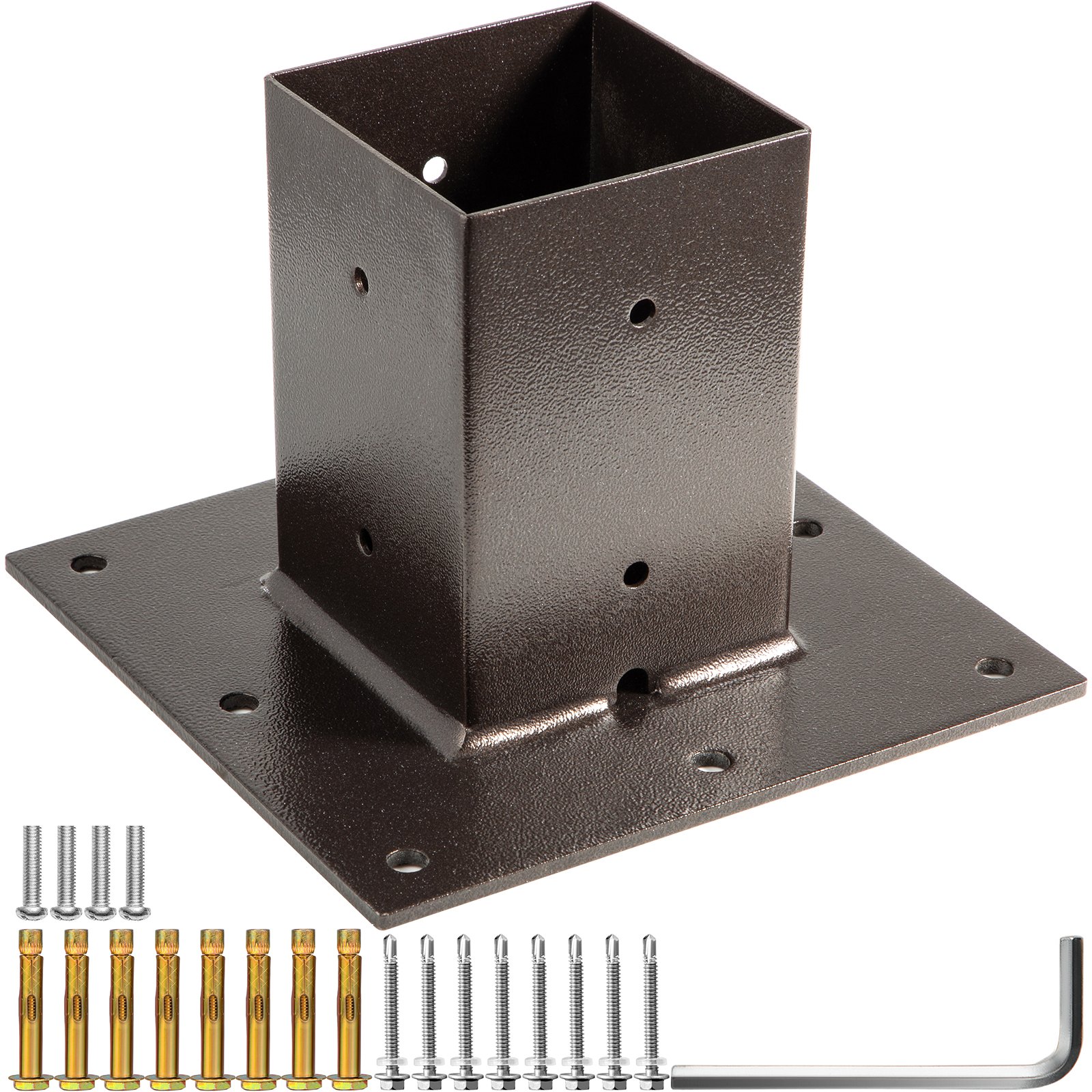 VEVOR Post Base, 4"x4" Mailbox Base Plate, Bronze Powder-Coated Fence ...