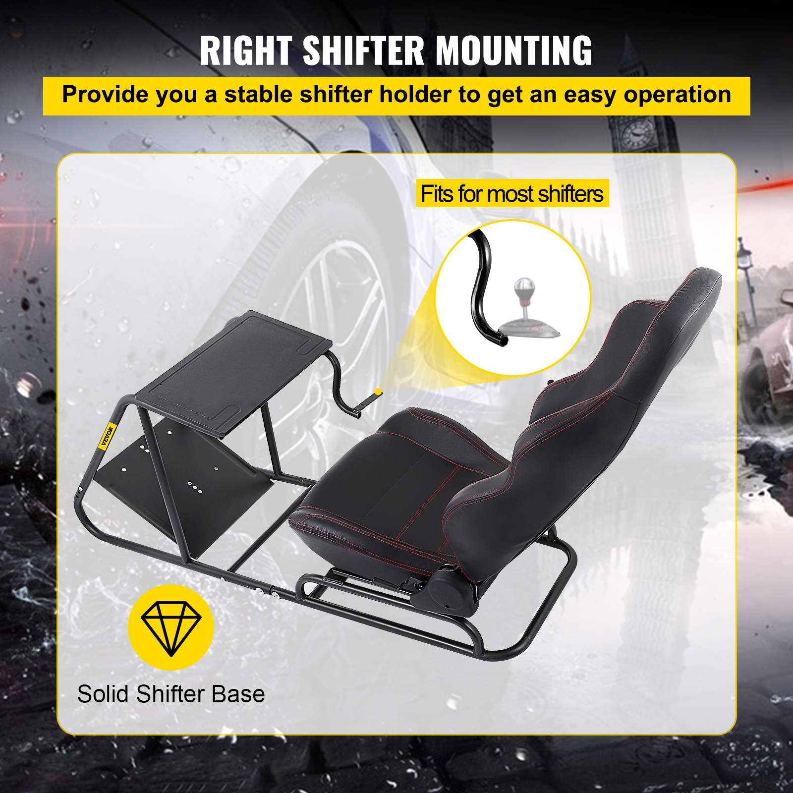 VEVOR Racing Wheel Stand, Pedal and Seat Adjustable Racing Simulator ...