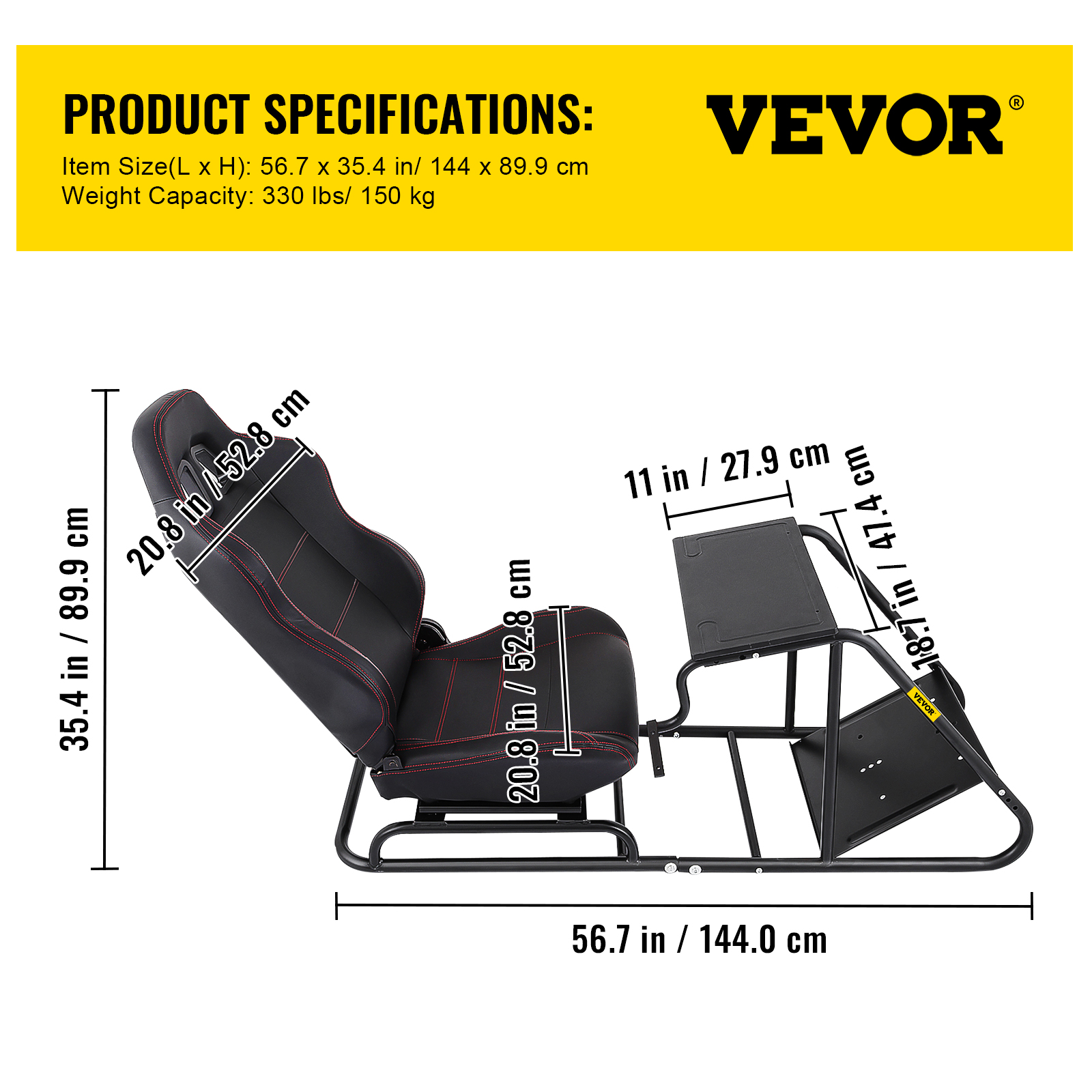 VEVOR Racing Wheel Stand, Pedal and Seat Adjustable Racing Simulator ...