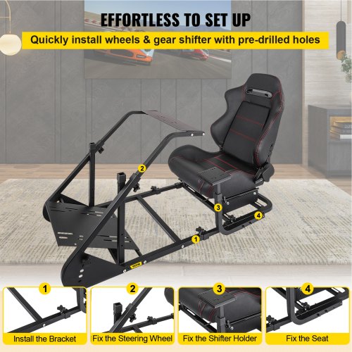 Rs6 Racing Simulator Cockpit Gaming Chair W/ Stand Stretchable Height ...
