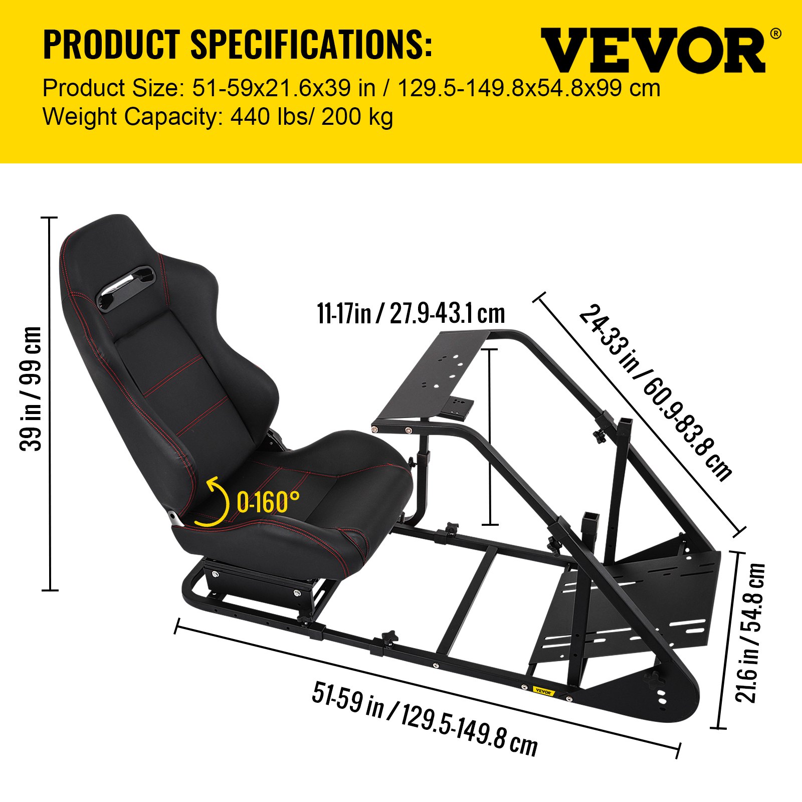 VEVOR Vevor Rs6 Racing Simulator Cockpit Gaming Chair W/ Stand Carbon ...