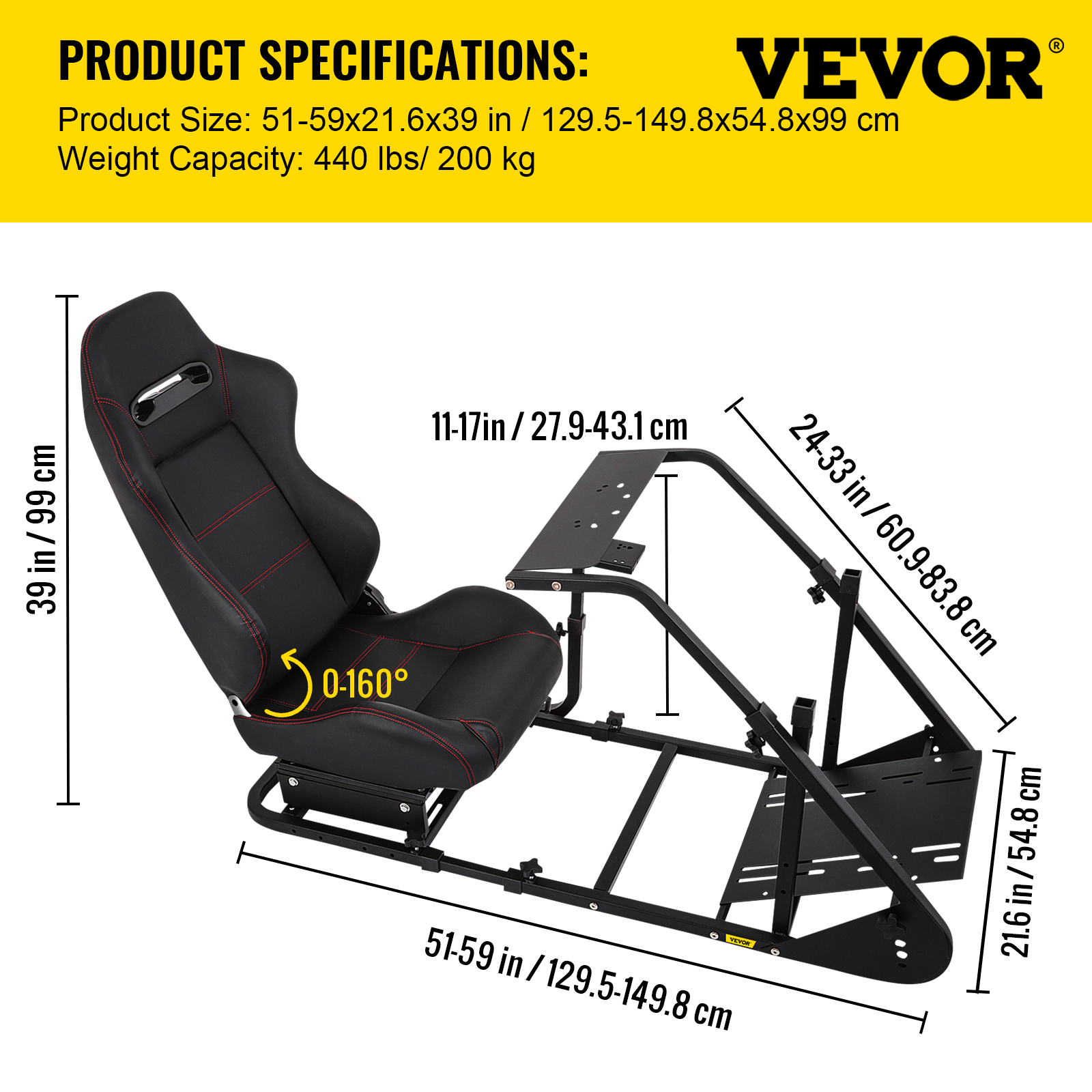 Rs6 Racing Simulator Cockpit Gaming Chair W/ Stand Stretchable Height ...