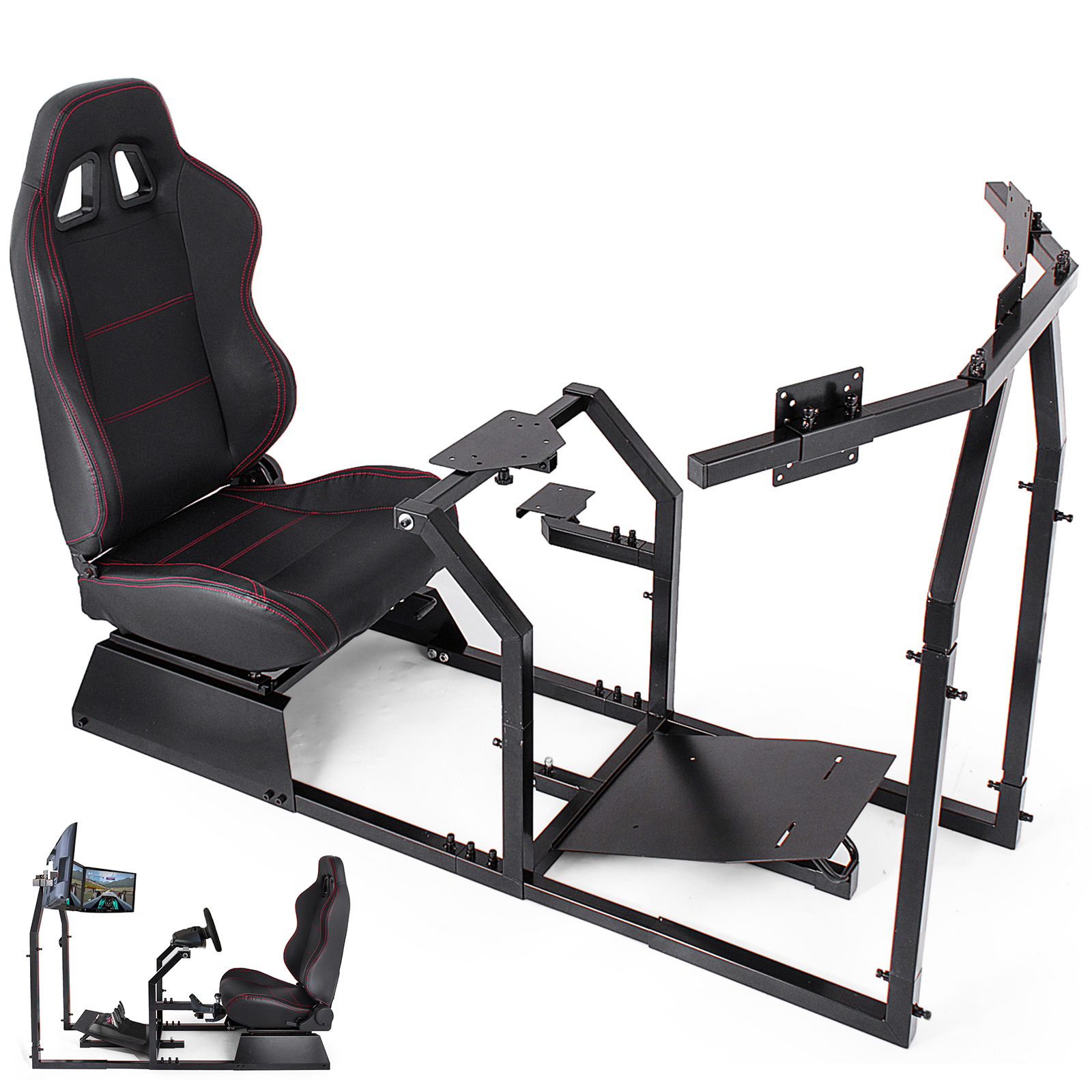 VEVOR Racing Simulator Cockpit Gaming Chair W/ Monitor Stand Cool ...