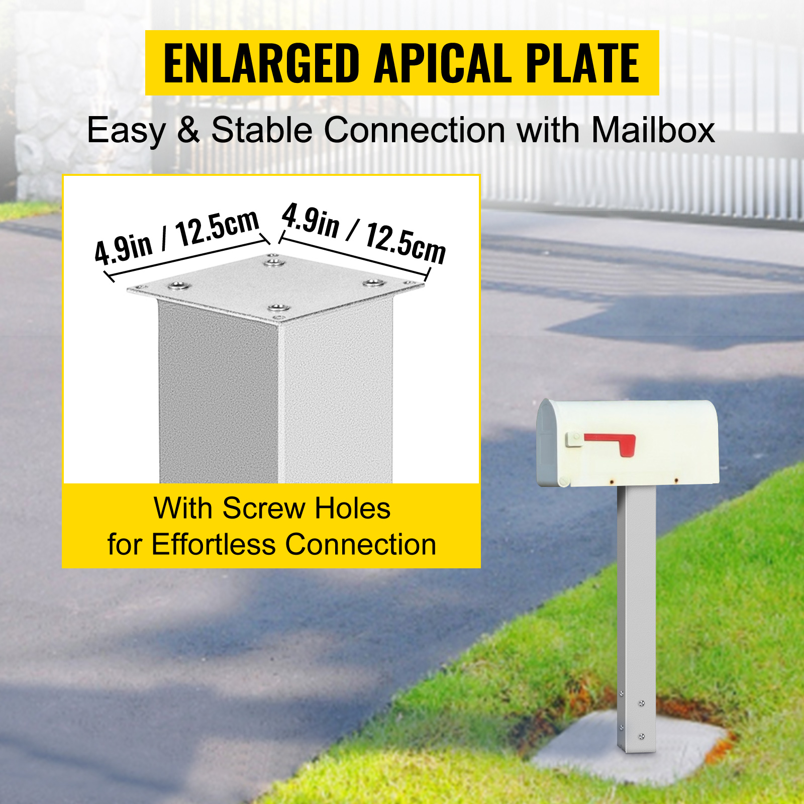 VEVOR Mailbox Post, 27" High Mailbox Stand, White Powder-Coated Mail ...