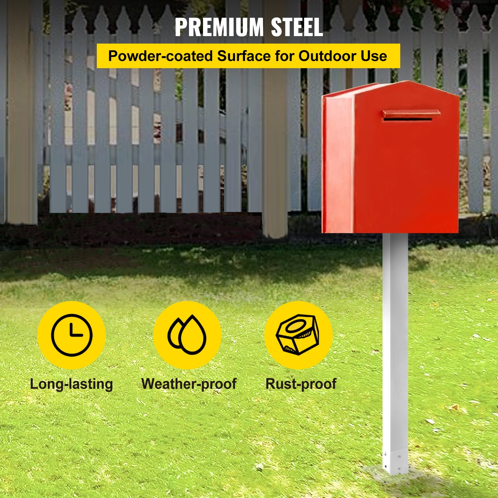 VEVOR Mailbox Post, 43" High Mailbox Stand, White Powder-Coated Mail ...
