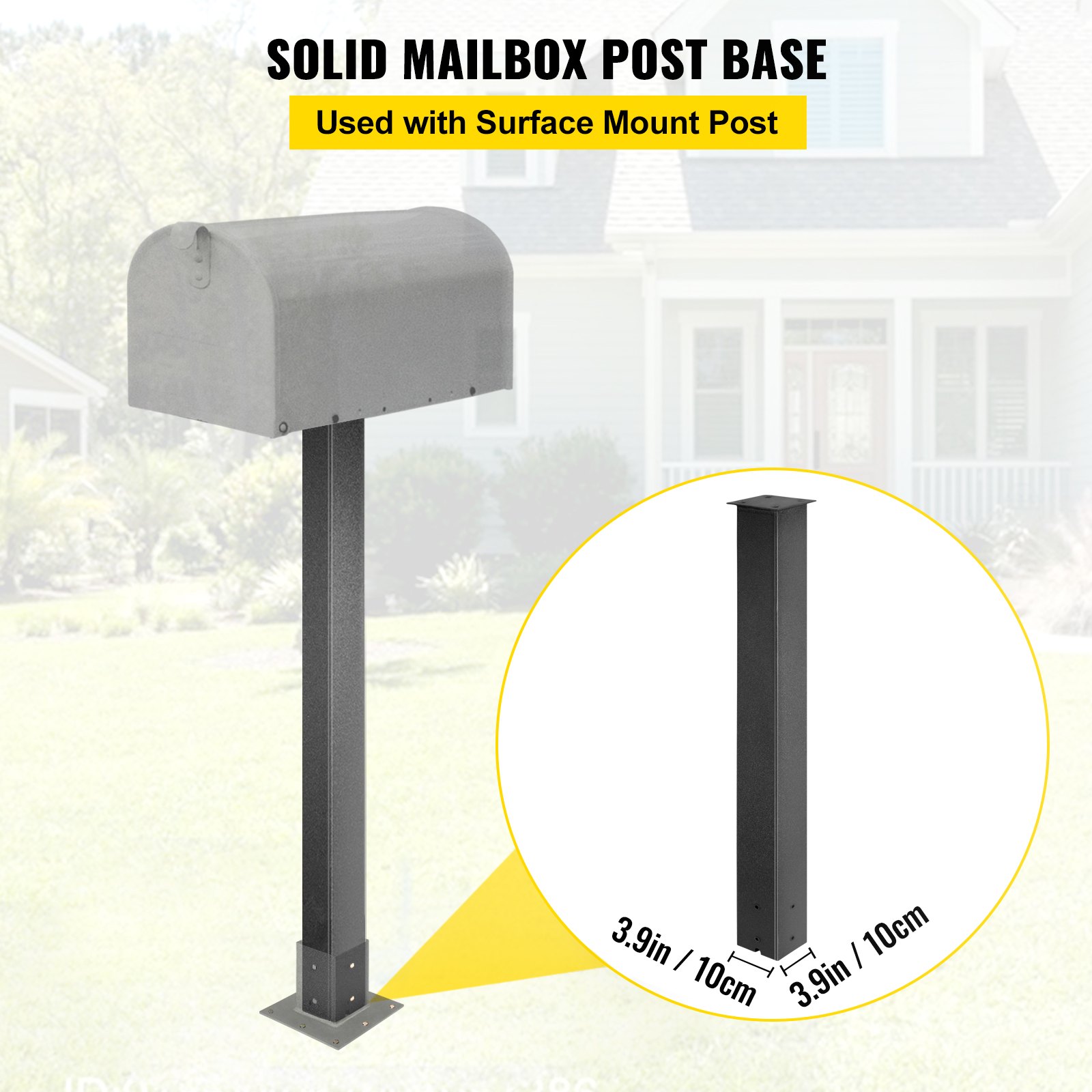 VEVOR Mailbox Post, 43" High Mailbox Stand, Black Powder-Coated Mail ...
