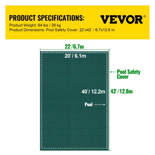 VEVOR Pool Safety Cover Fits 20x40ft Rectangle Inground Safety Pool ...