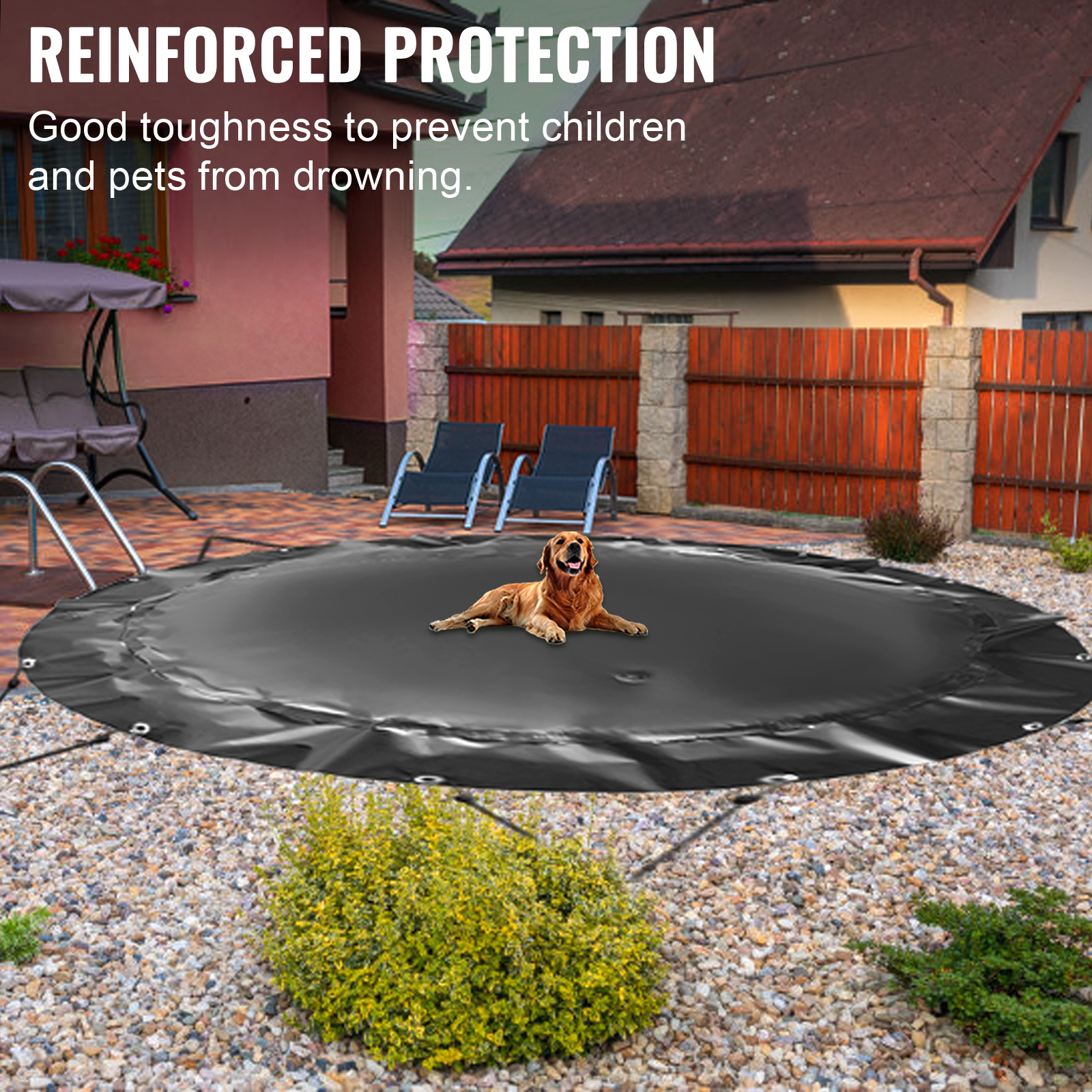 VEVOR Vevor Inflatable Pool Cover Pool Safety Cover 9.8 Ft Dia. In ...