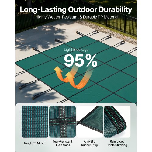 VEVOR Inground Pool Safety Cover, 18 ft x 34 ft Rectangular Winter Pool ...