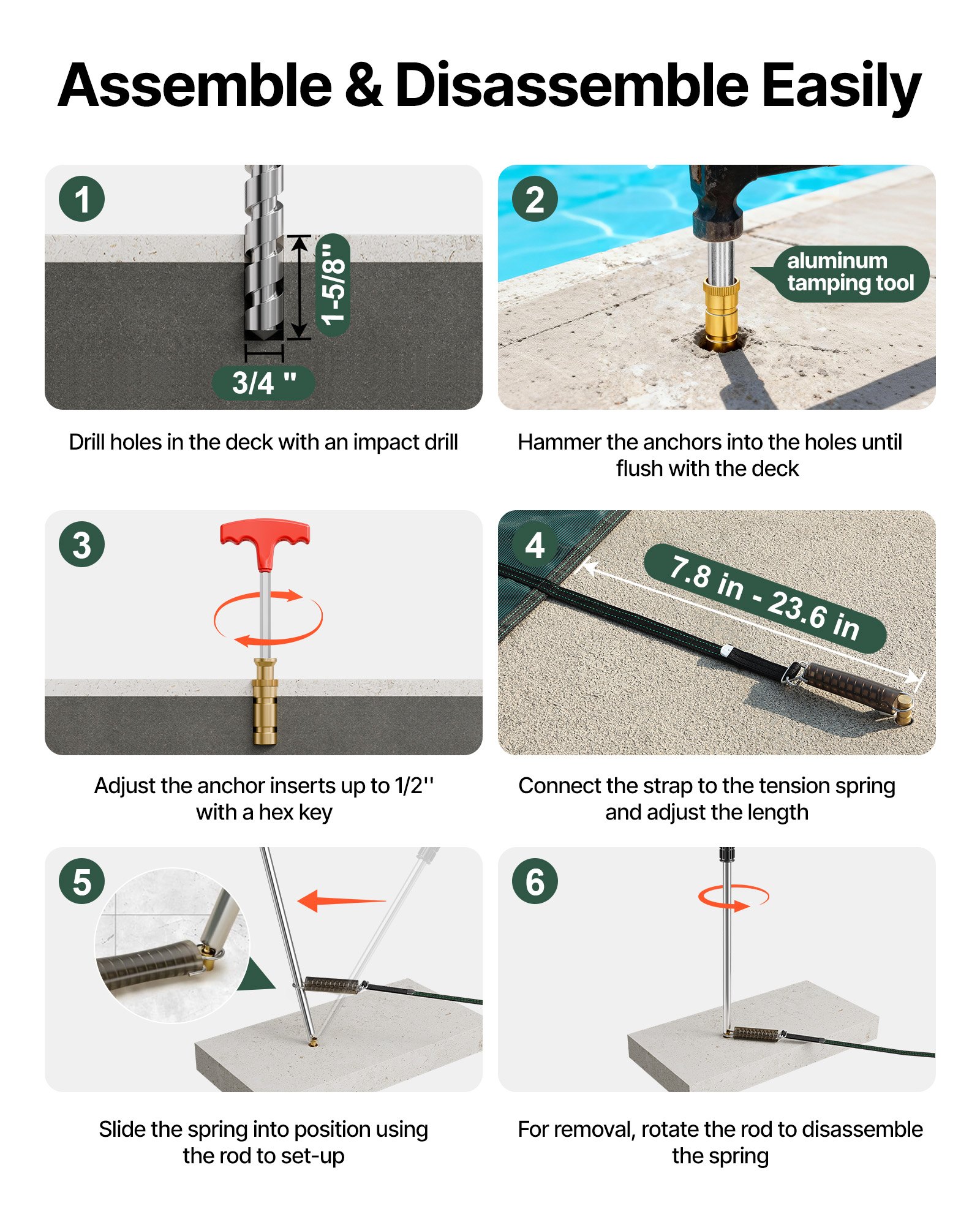 VEVOR Inground Pool Safety Cover, 18 ft x 34 ft Rectangular Winter Pool ...