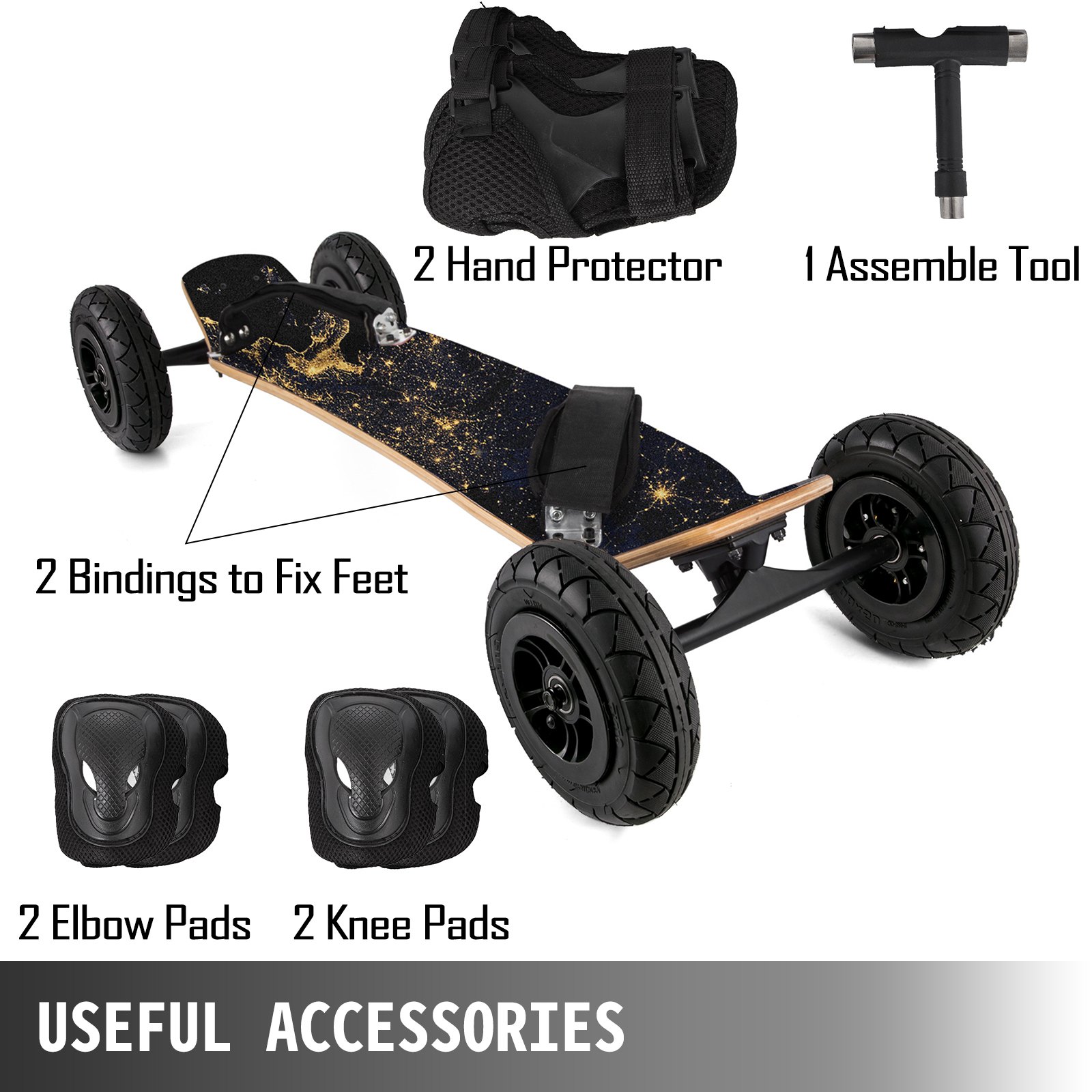 VEVOR Mountainboard, 37''L Cross Country Skateboard, All Terrain ...