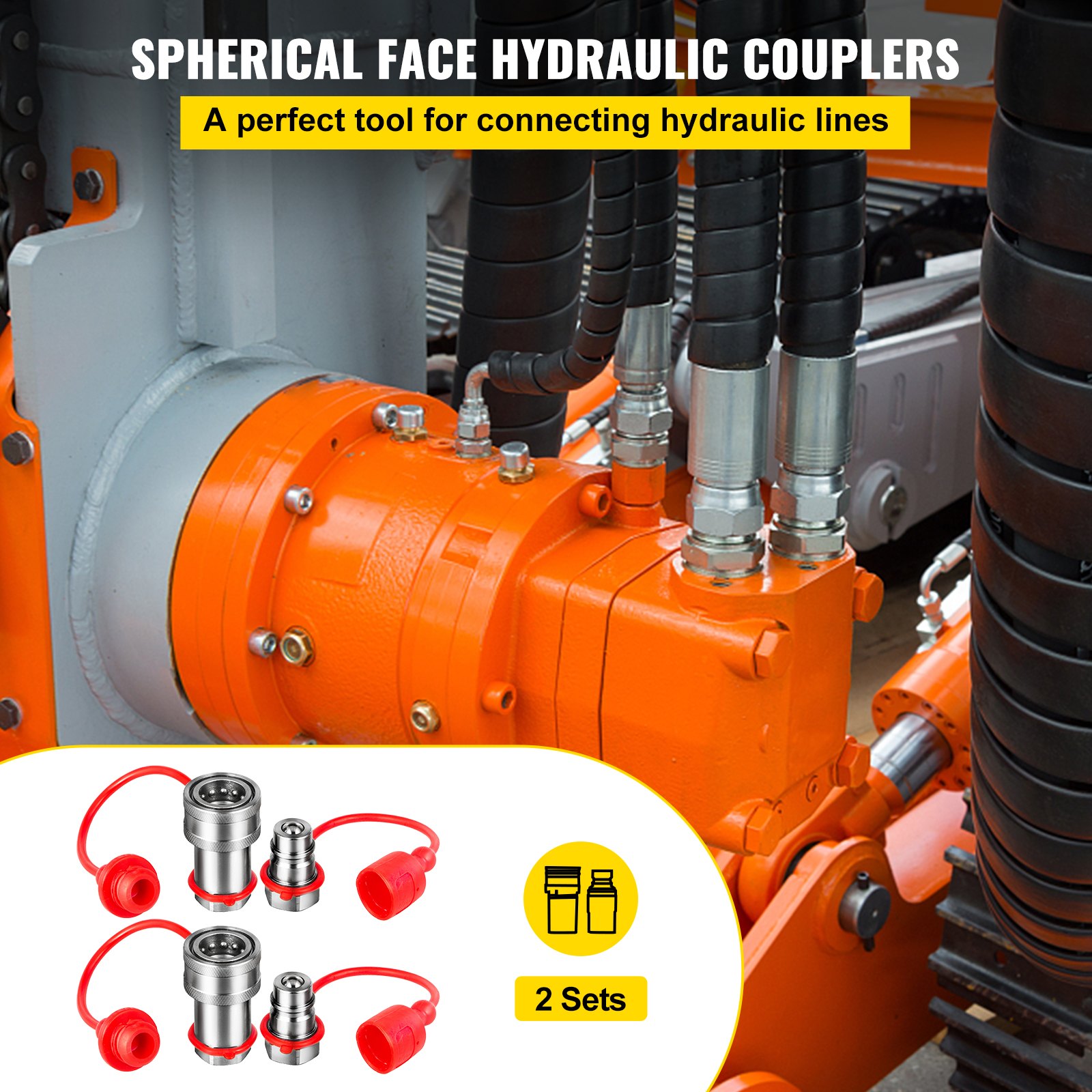 VEVOR VEVOR Spherical Face Hydraulic Coupler Quick Connect Coupling 2 ...