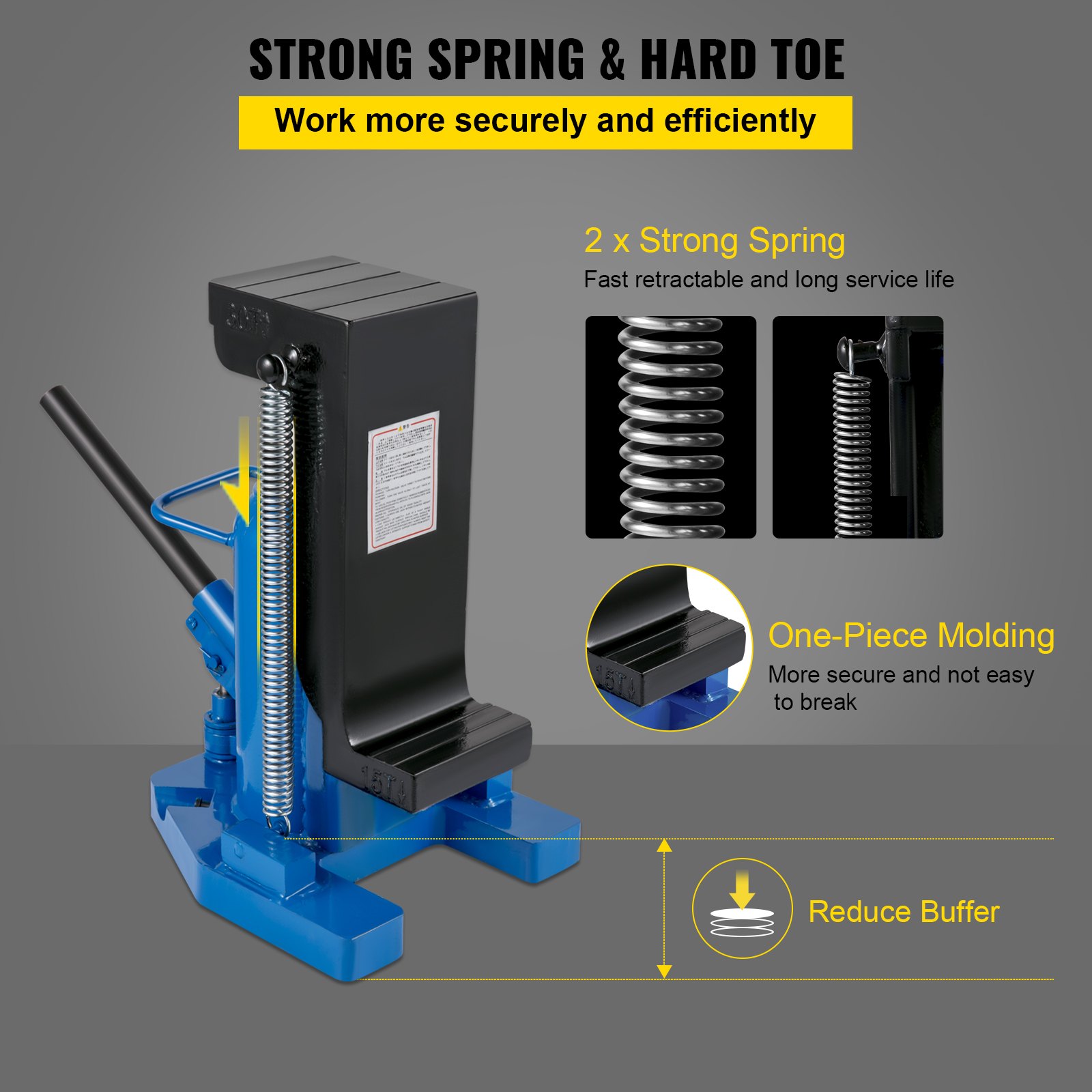 VEVOR Hydraulic Toe Jack, 15 Ton On Toe Toe Jack Lift, 30 Ton On Top ...