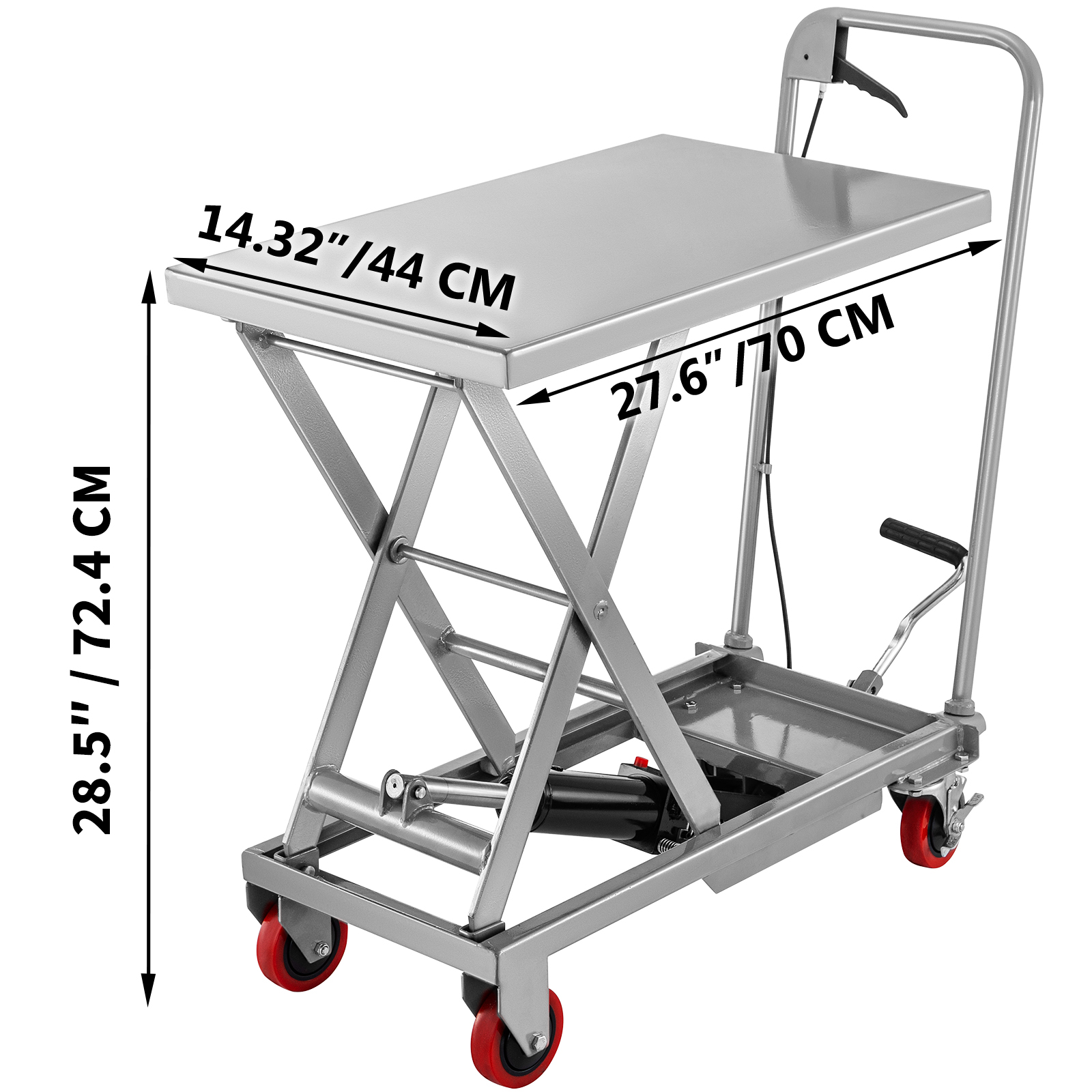 Hydraulic Scissor Cart Lift Table Cart 500lbs, Manual Scissor Lift ...
