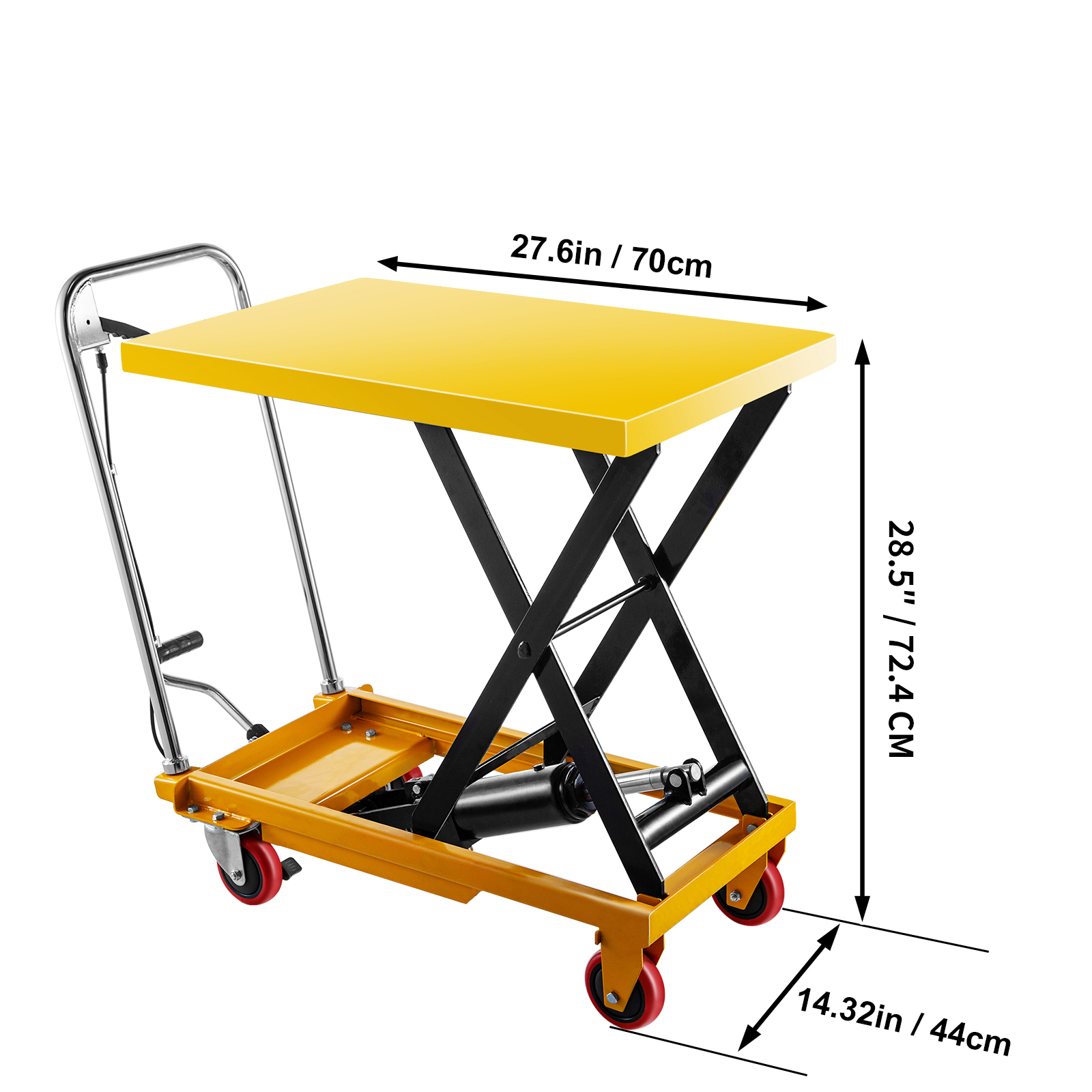 VEVOR Hydraulic Lift Table Cart, 600lbs Capacity Hydraulic Scissor Cart ...