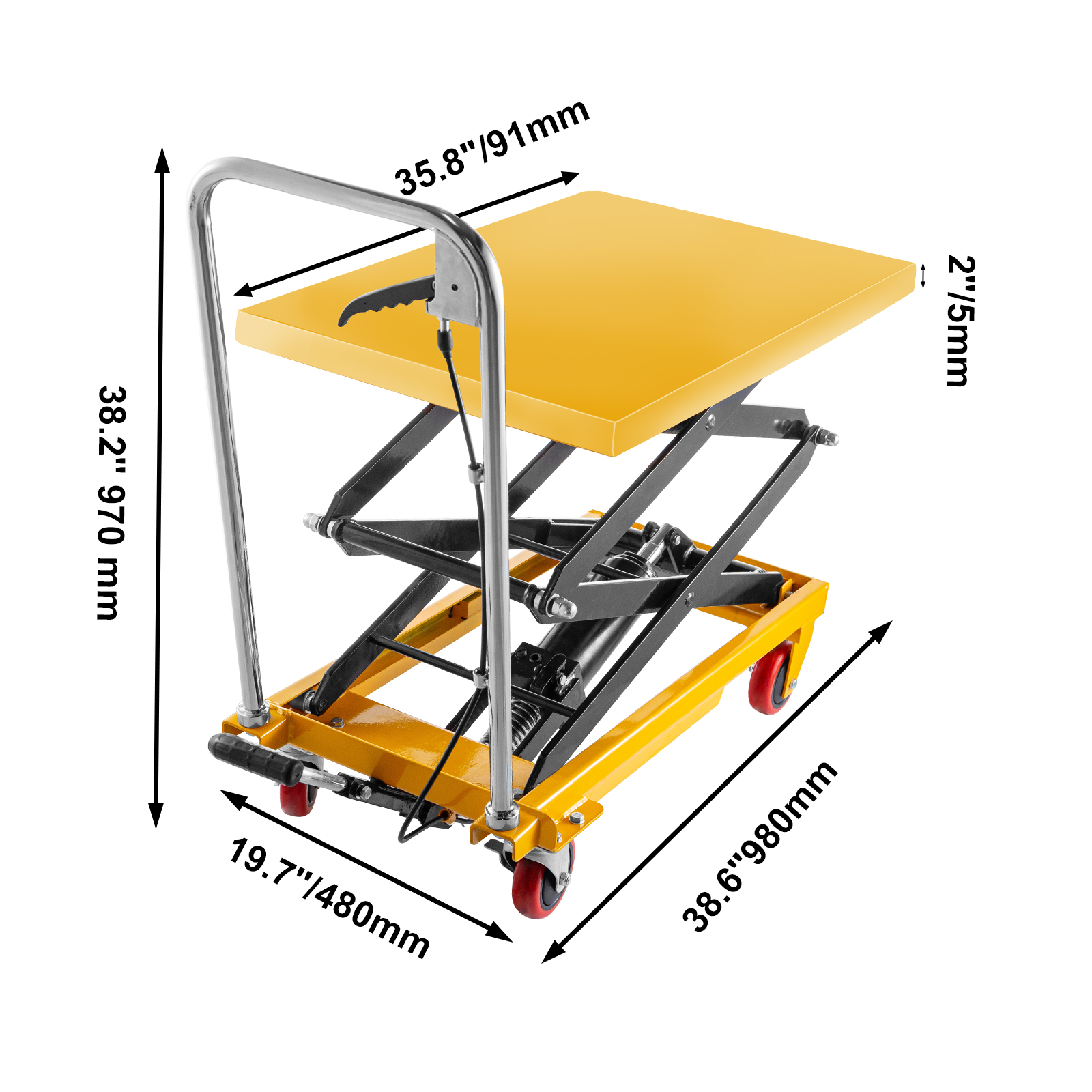 VEVOR Hydraulic Lift Table Cart, 770lbs Capacity Hydraulic Scissor Cart ...