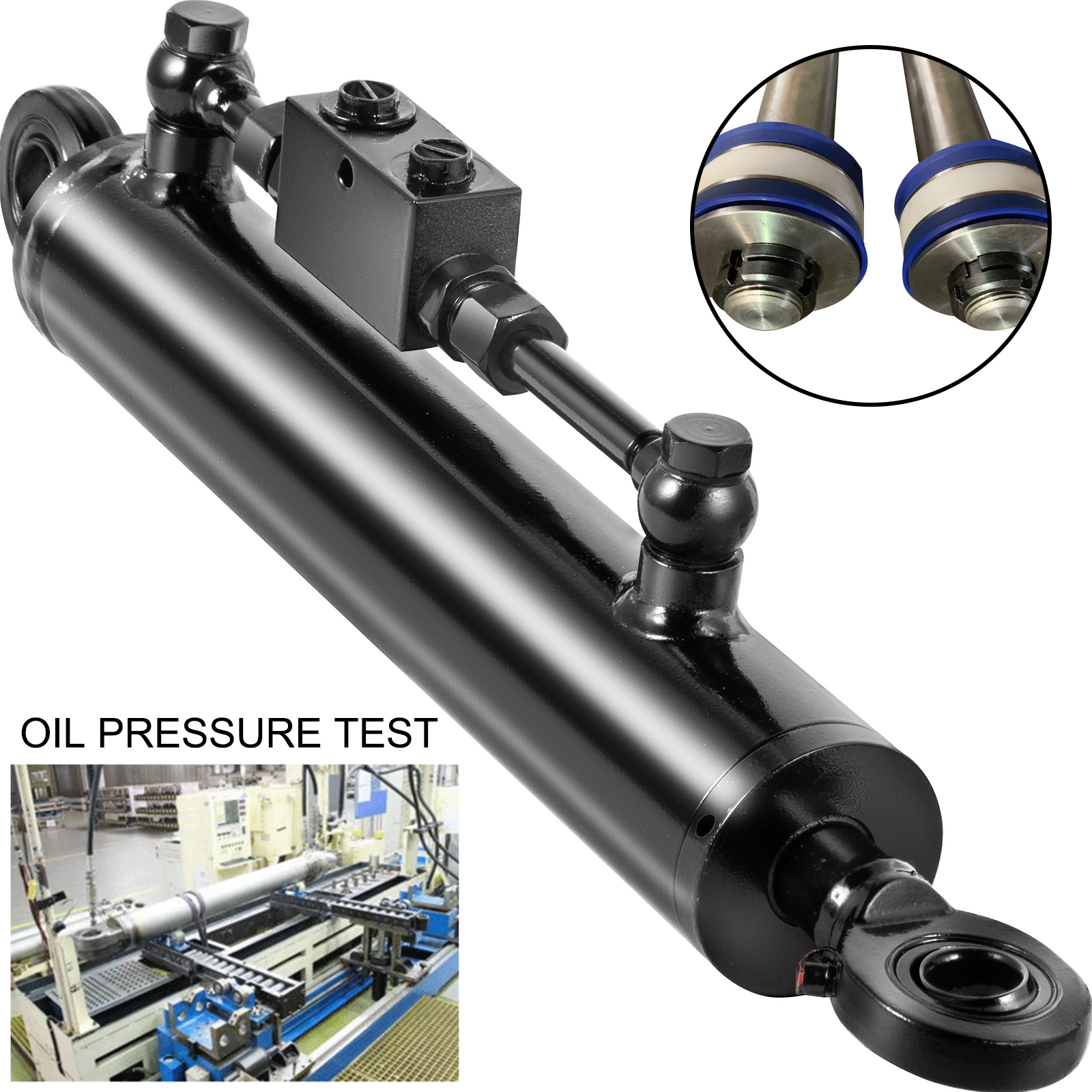 VEVOR Double Acting Hydraulic Cylinder 2'' Bore, Top Link Hydraulic ...