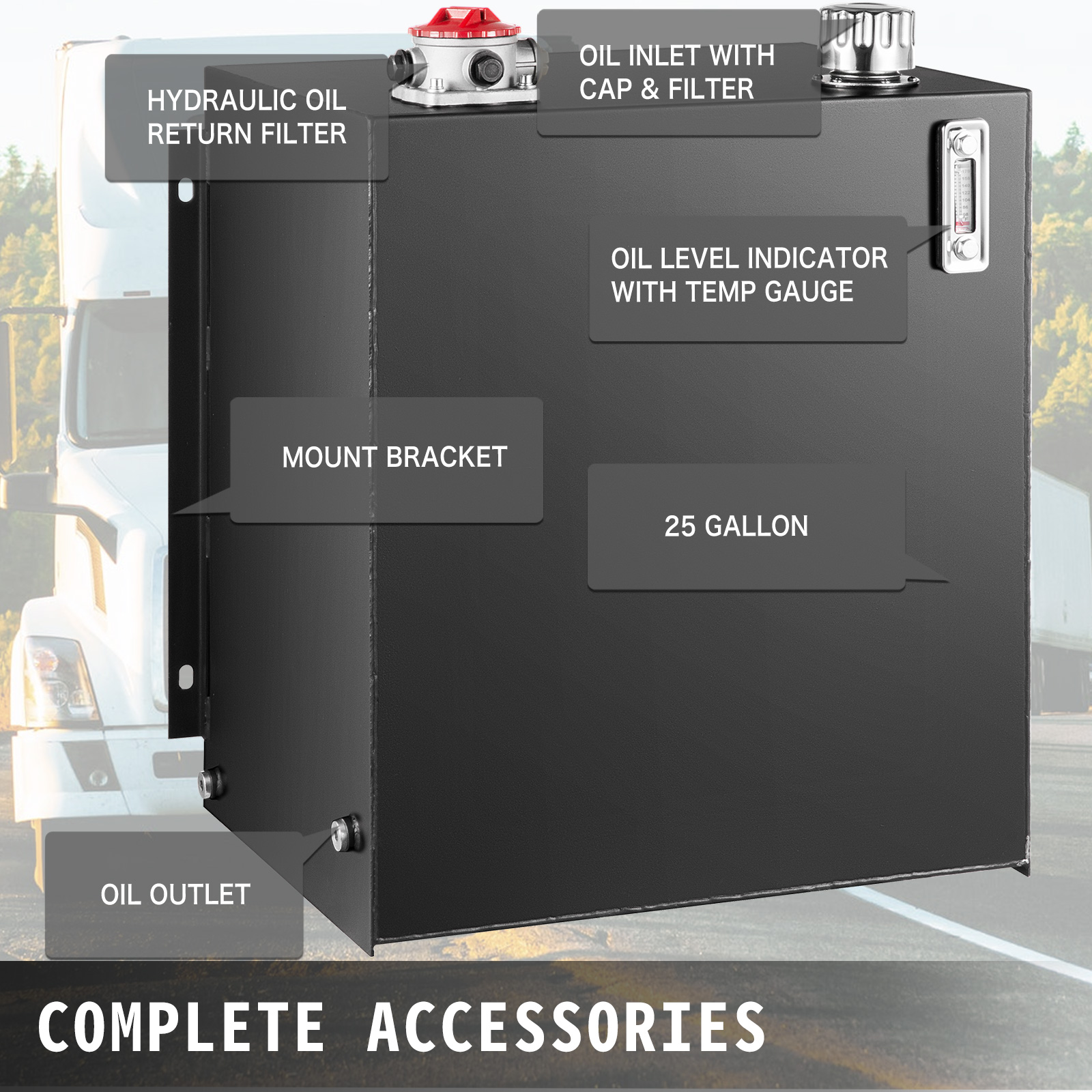 VEVOR Hydraulic Fluid Reservoir Tank 25 Gallon Hydraulic Oil Reservoir ...