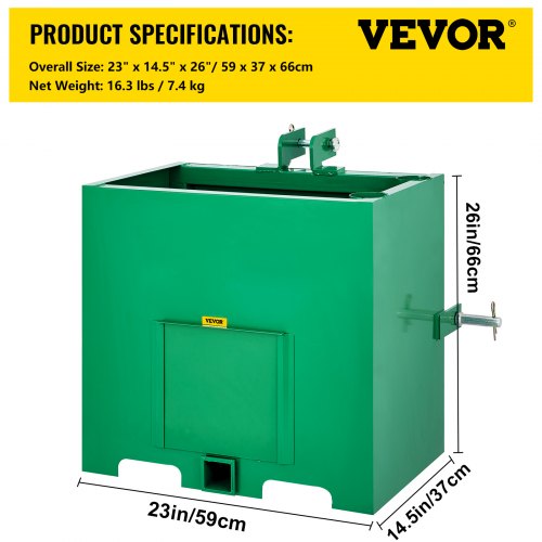 Heavy Equipment Attachments Ballast Box for 3 Point Category 1 Tractor ...