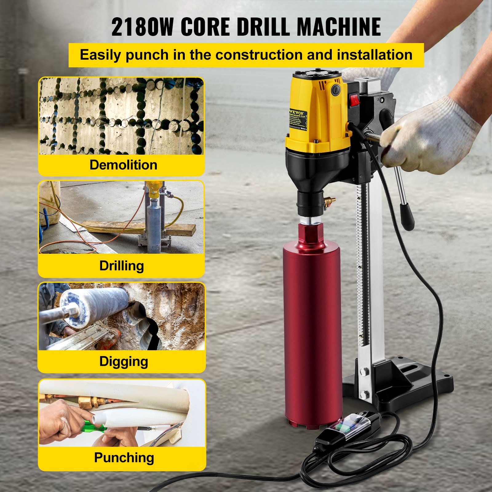 VEVOR 6 Inch/160MM Diamond Core Drilling Machine 2180W Diamond Core ...