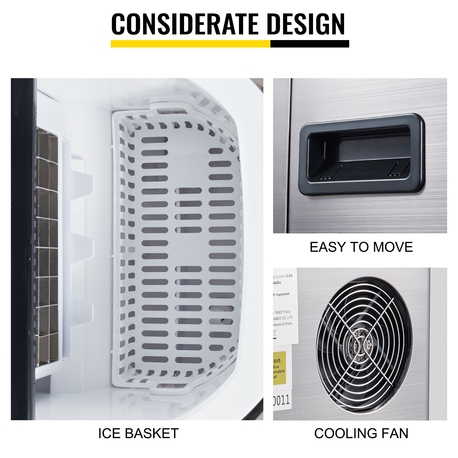 40ibs/18kg Countertop Ice Maker Portable Clear Ice Cubes Kitchen ...