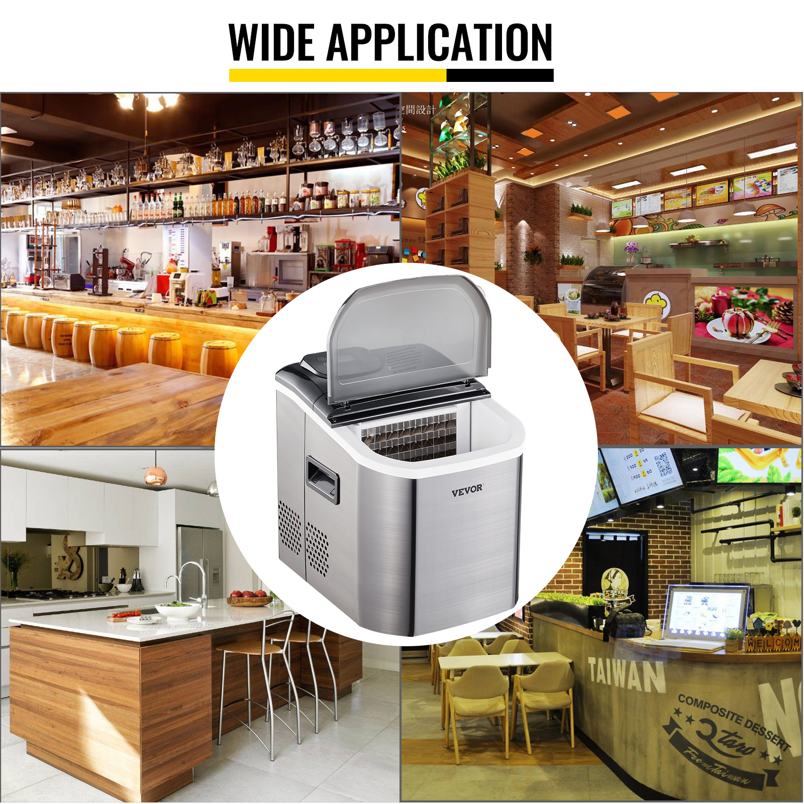 40ibs/18kg Countertop Ice Maker Portable Clear Ice Cubes Kitchen ...