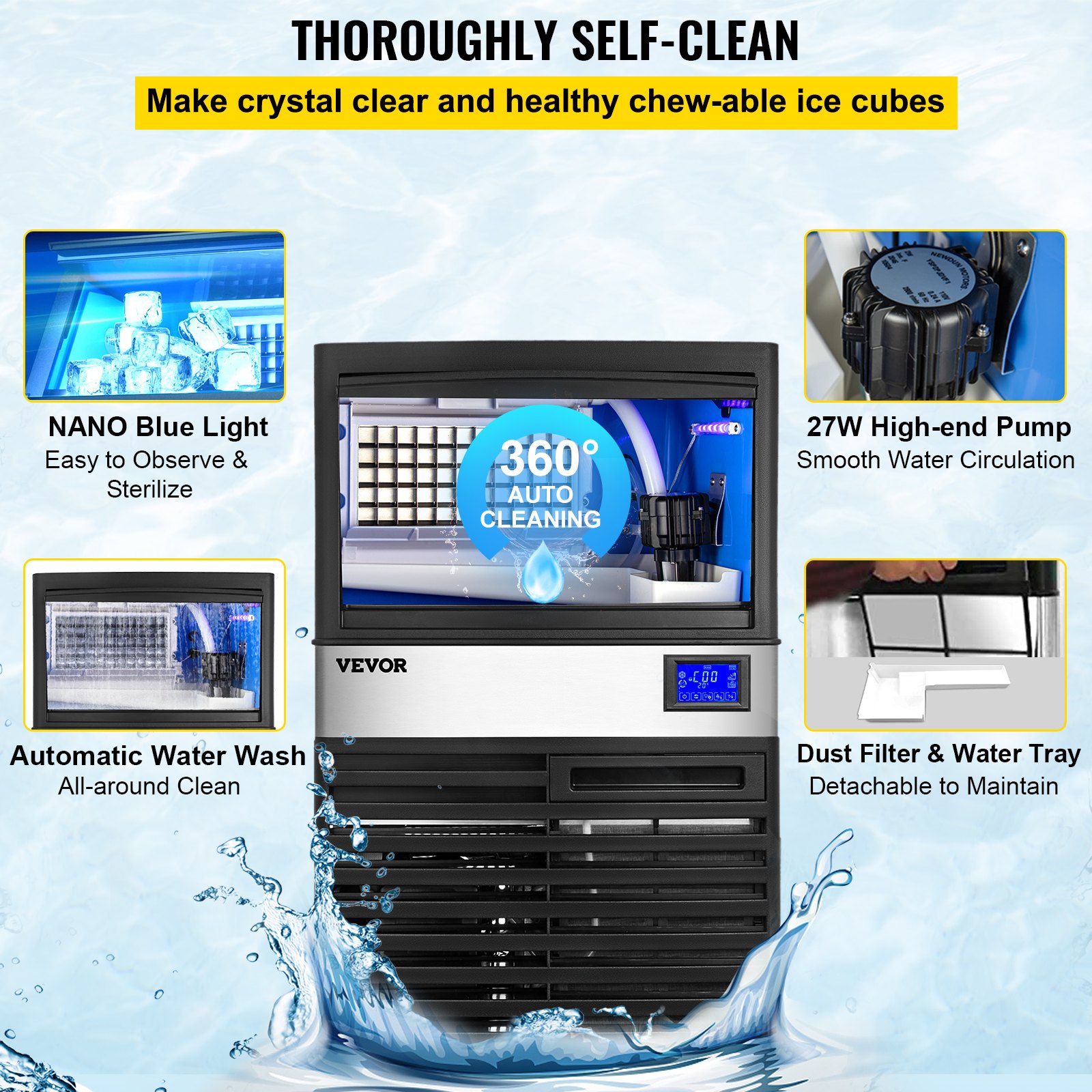 VEVOR 110V Commercial ice Maker Machine 155LBS/24H with 39LBS Bin and ...