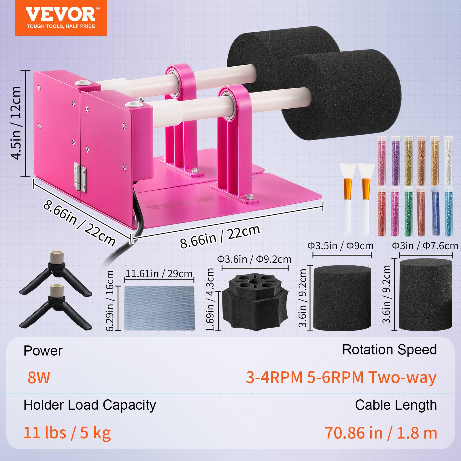 VEVOR Double Cup Turner 2-Arm Pen Turner with Epoxy Resin Kit for ...