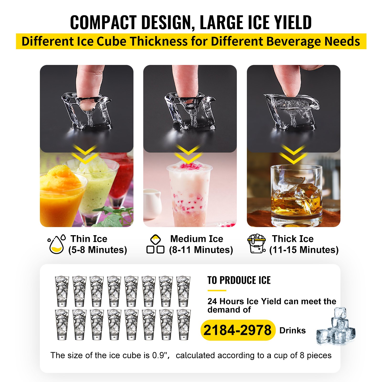 VEVOR Commercial Ice Maker Machine, 110V 550LBS/24H 350LBS Large ...