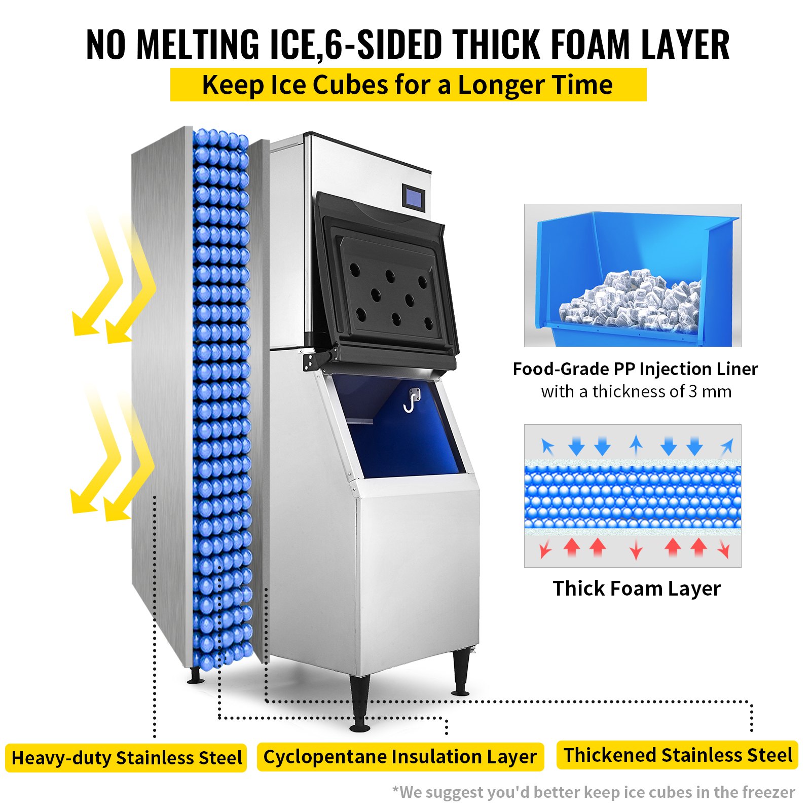 VEVOR Commercial Ice Maker Machine, 110V 550LBS/24H 350LBS Large ...