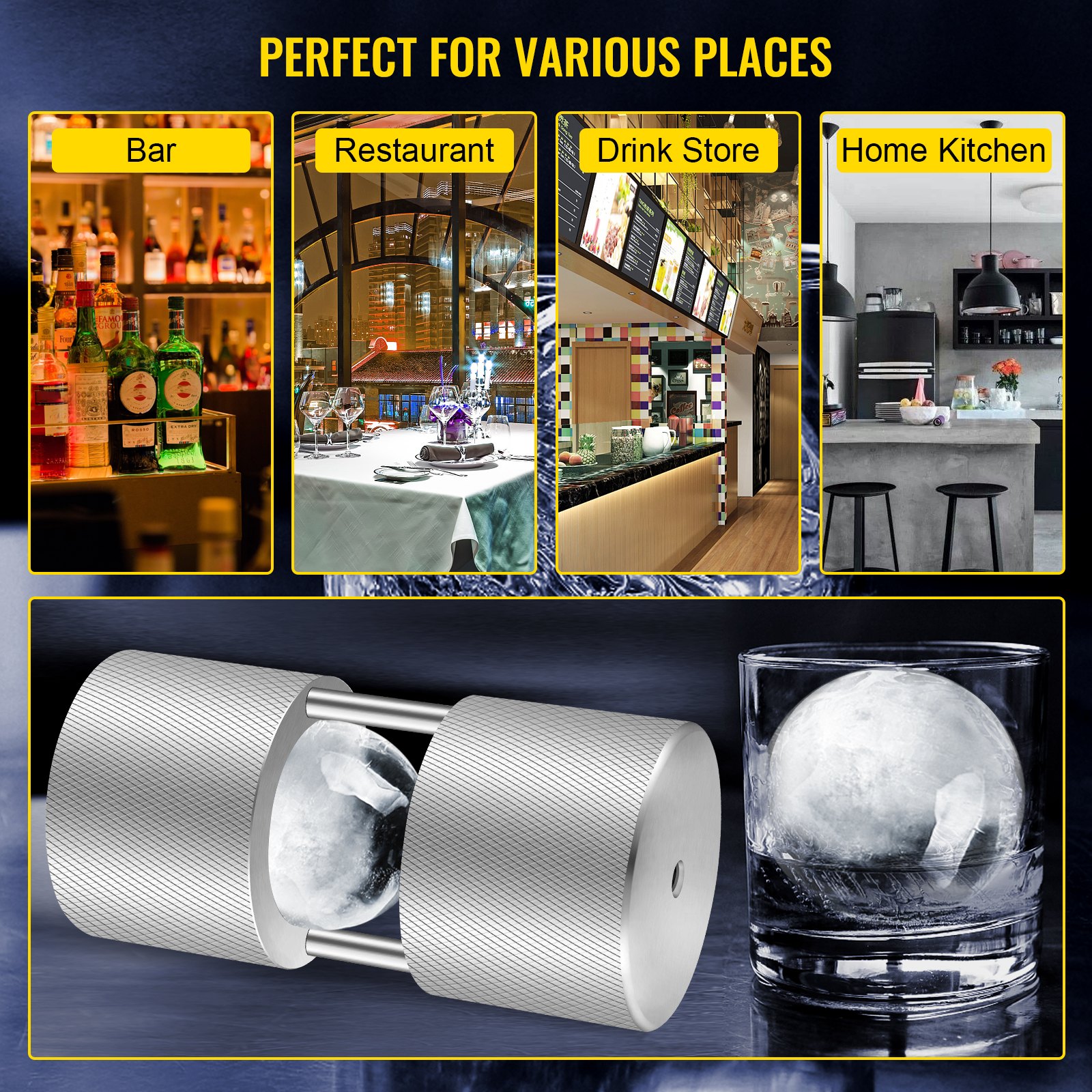 VEVOR Ice Ball Press, 2.4" Ice Ball Maker, Aircraft Al Alloy Ice Ball ...