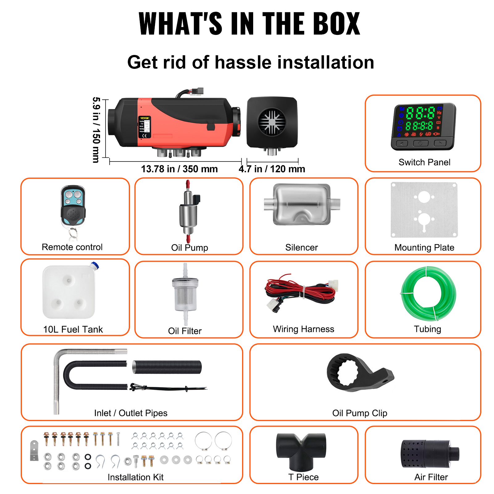 2KW 12V Diesel Air Heater LCD Switch 2000W for Trucks Boats Car Bus ...
