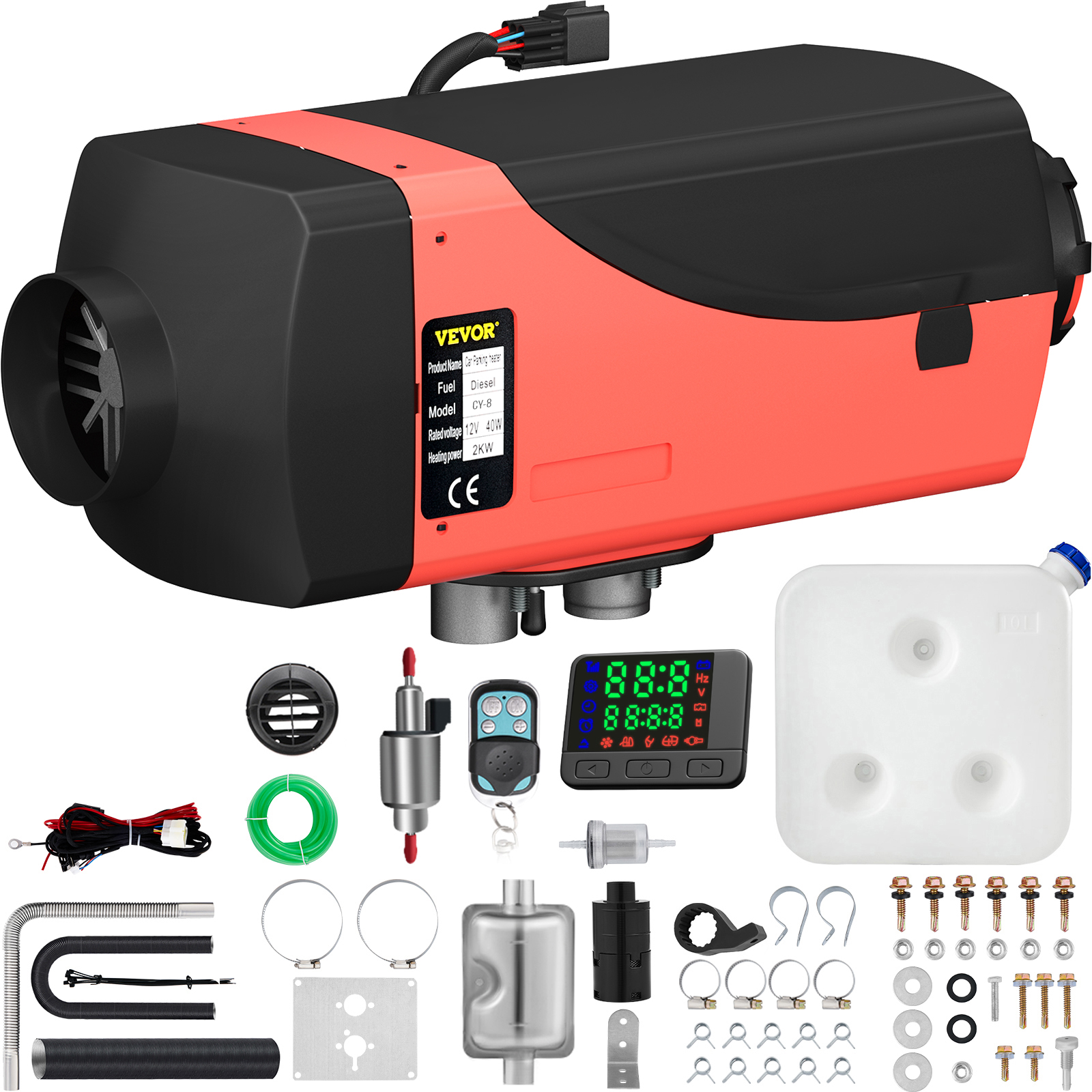 VEVOR 12v 2kw Diesel Air Heater Tank Muffler For Suv Caravan Truck ...