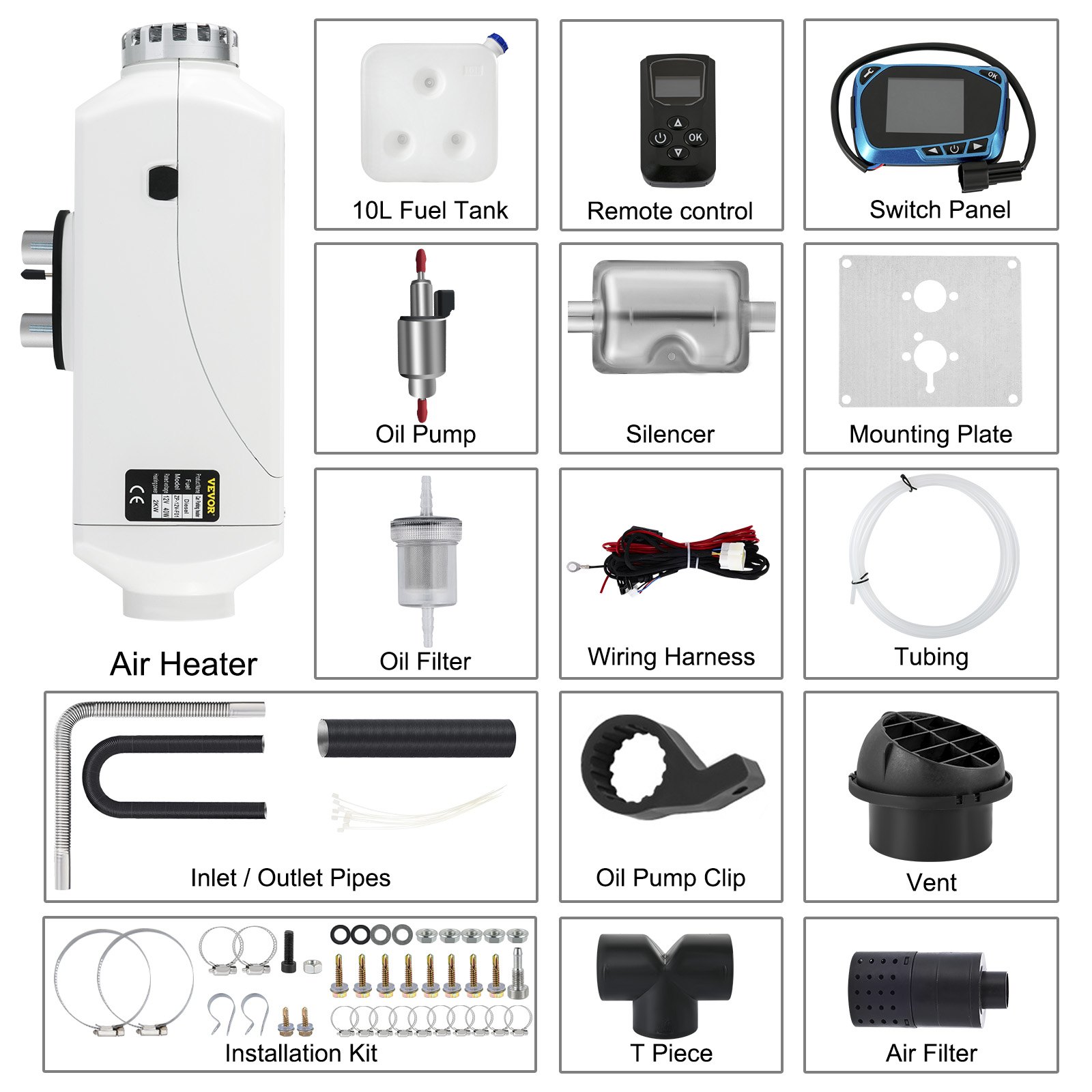VEVOR Diesel Air Heater, 12V 2KW, Parking Bunk Heater with LCD ...