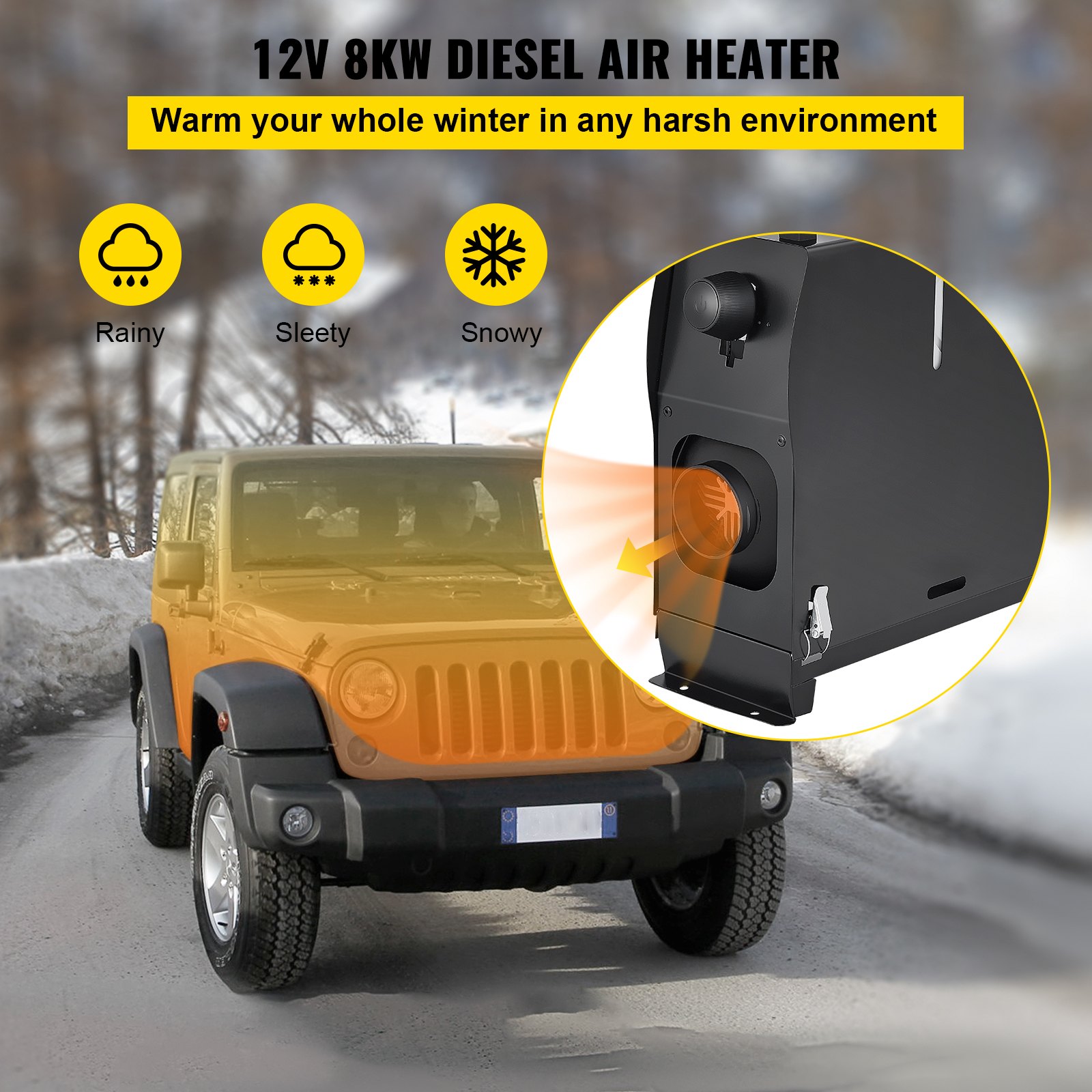 VEVOR Diesel Air Heater All in One, Fast Heating, 8KW Diesel Heater 12V ...