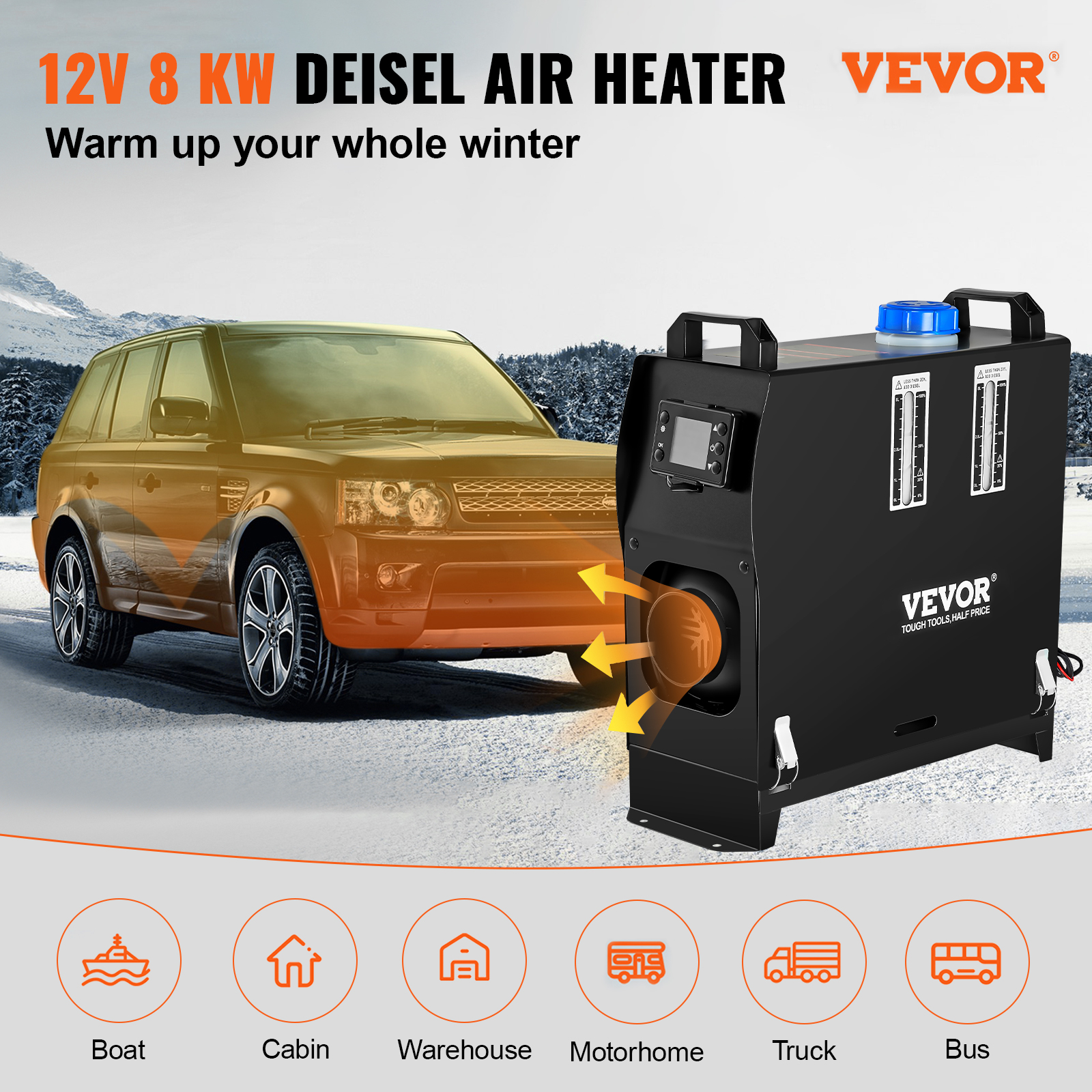 VEVOR Diesel Air Heater Parking Heater, 12V 8KW Truck Heater for Car ...