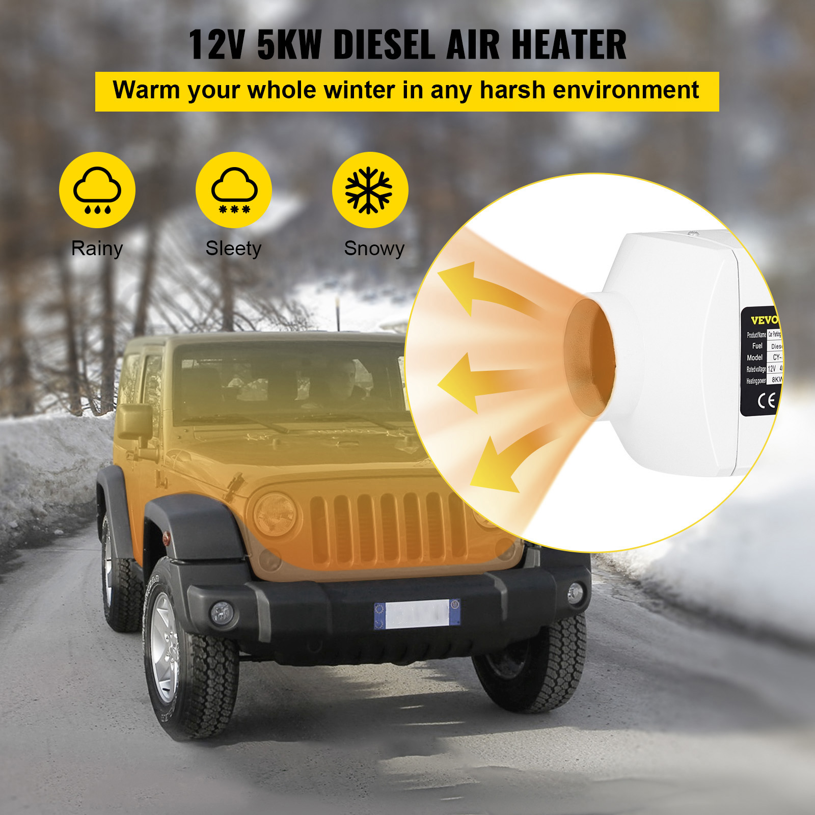 5KW 12V Diesel Air Heater Metal Shell Rotary Switch 10L Tank For Trucks ...