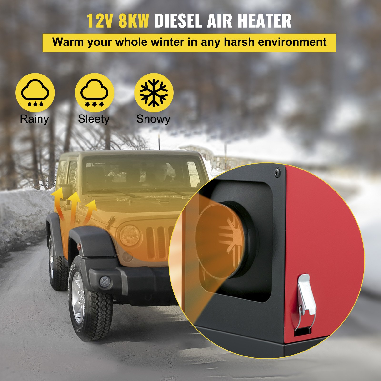 VEVOR Diesel Air Heater, 8KW 12V All in One Bunk Heater, Large Air ...