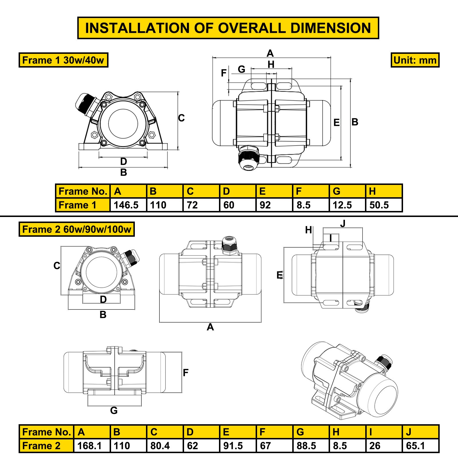 VEVOR Concrete Vibrator, Motor Vibrating Motor 240V 100W Three Phases ...