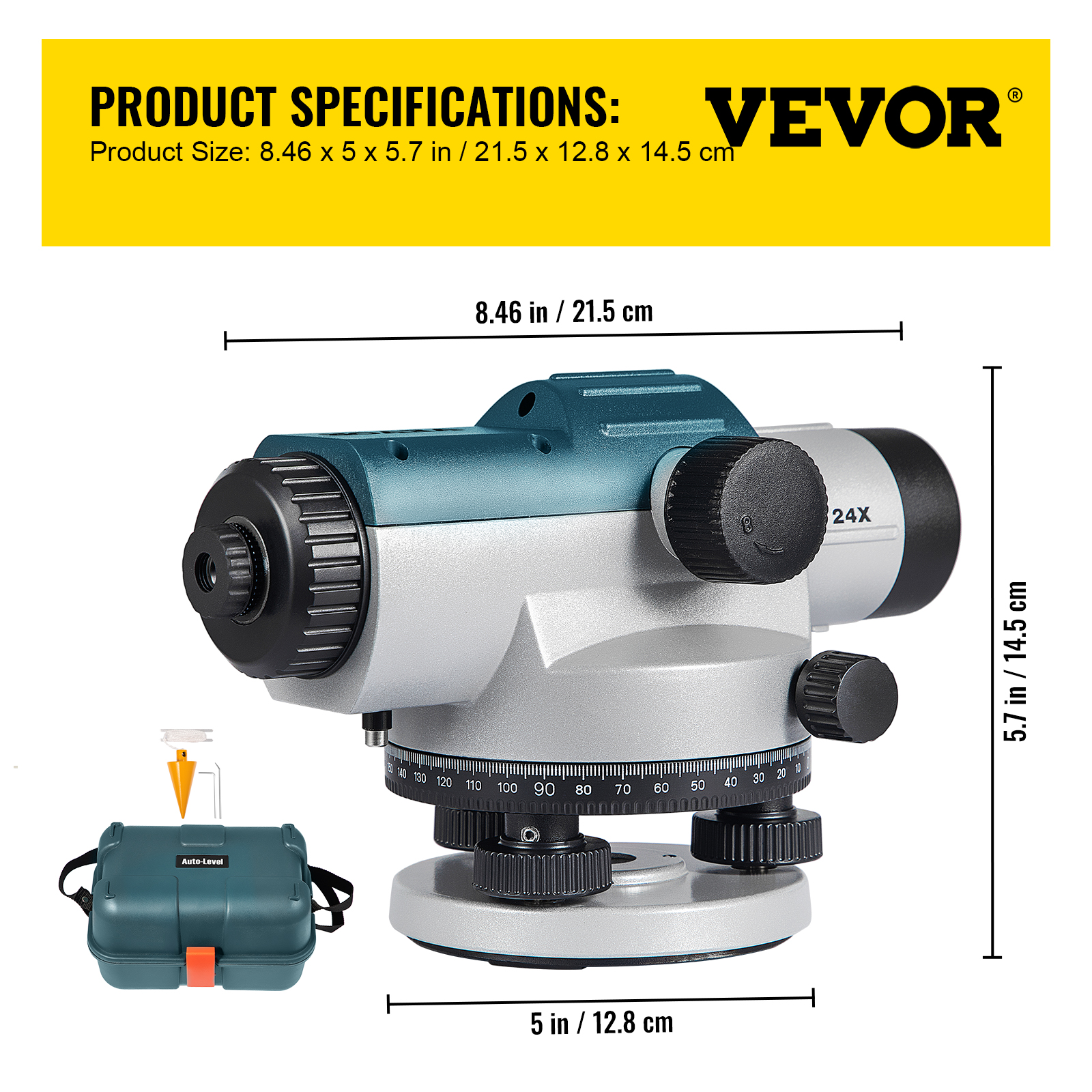 VEVOR Automatic Optical Level 24X Optical Level Kit Waterproof w ...