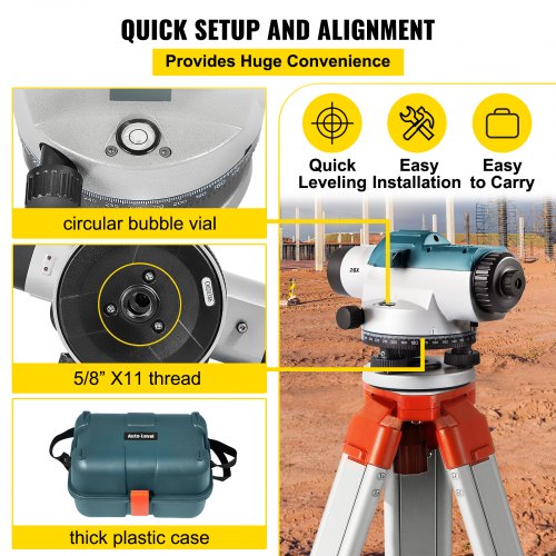 VEVOR Automatic Optical Level 26X Optical Auto Level Kit High Precision ...