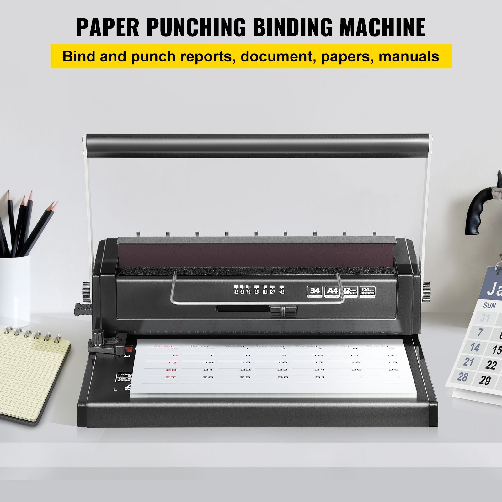 Manual Spiral Coil Paper Punching Binding Machine 34 Holes for A4 ...
