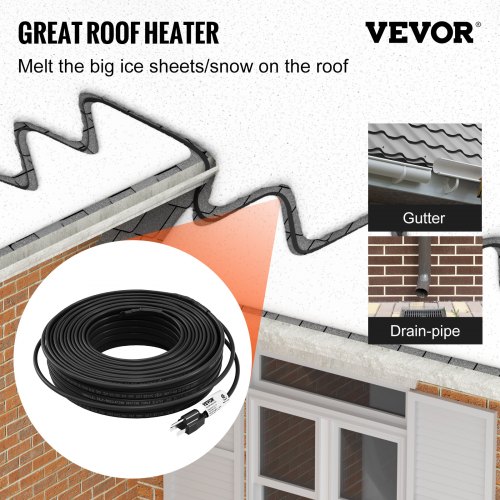 VEVOR Self-Regulating Pipe Heating Cable, 120-feet 5W/ft Heat Tape for ...