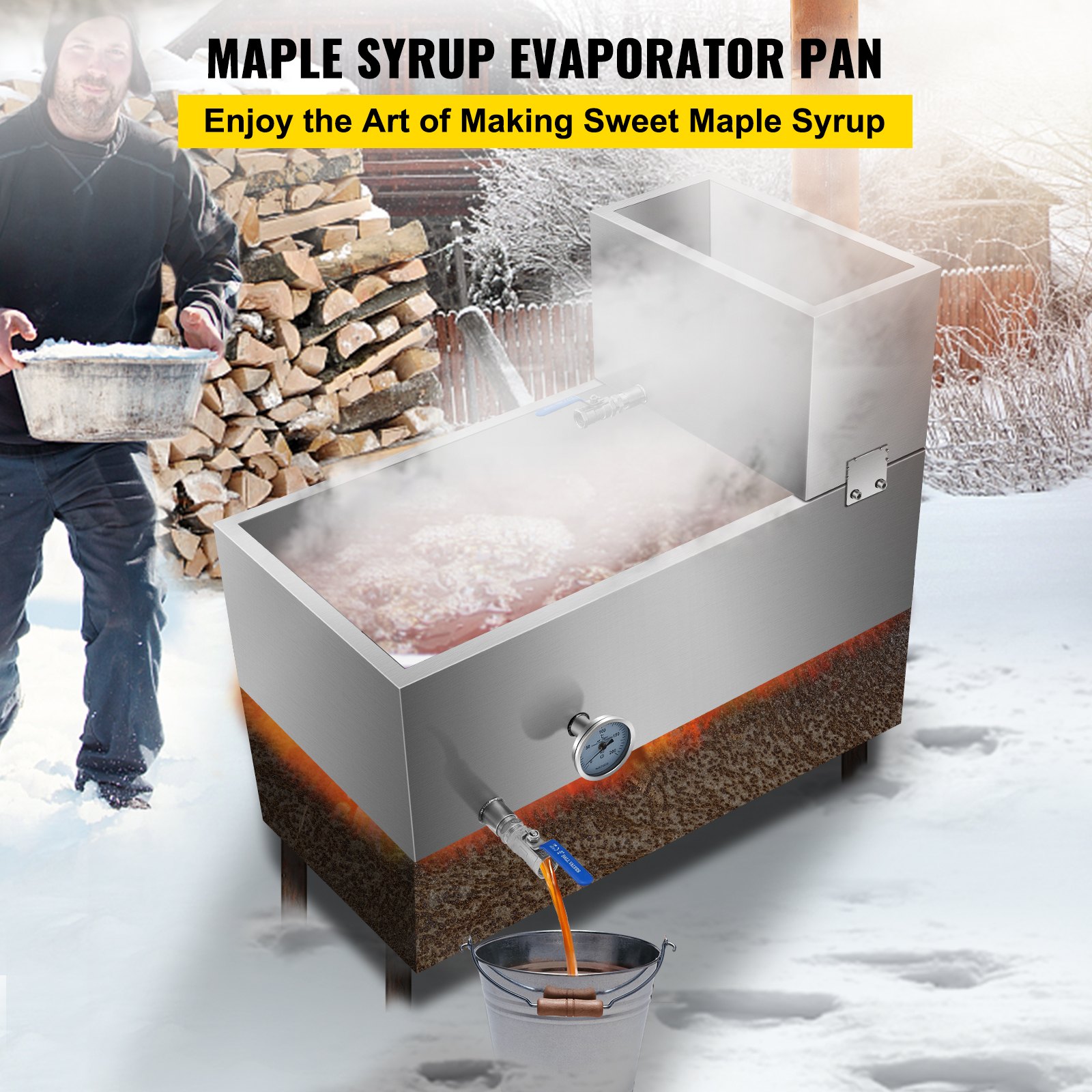 Maple Syrup Pan W/water Tank Boiling Syrup Mirror Metal 16"x30 ...
