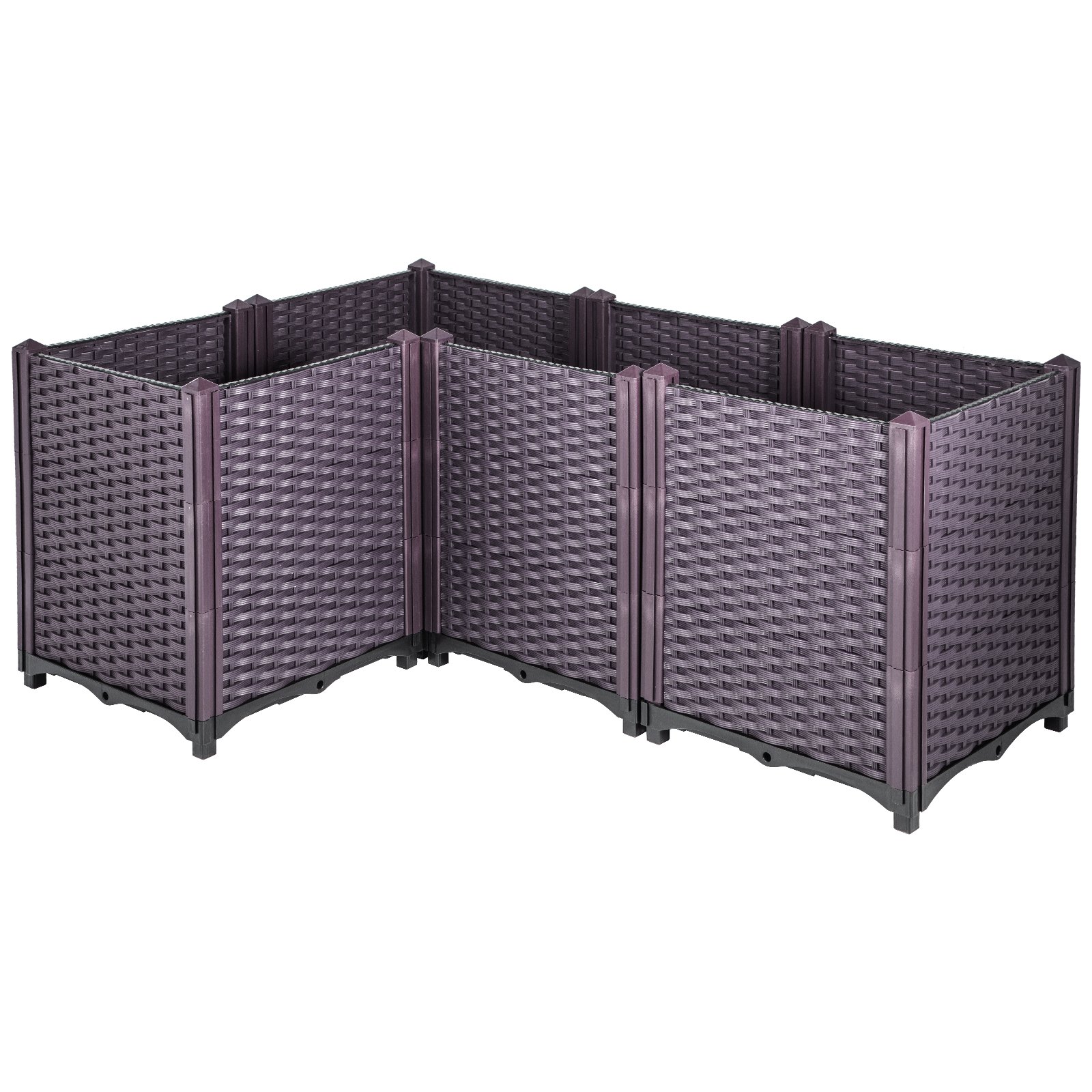 VEVOR Plastic Raised Garden Bed, 20.5H Flower Box Kit, Brown Rattan ...