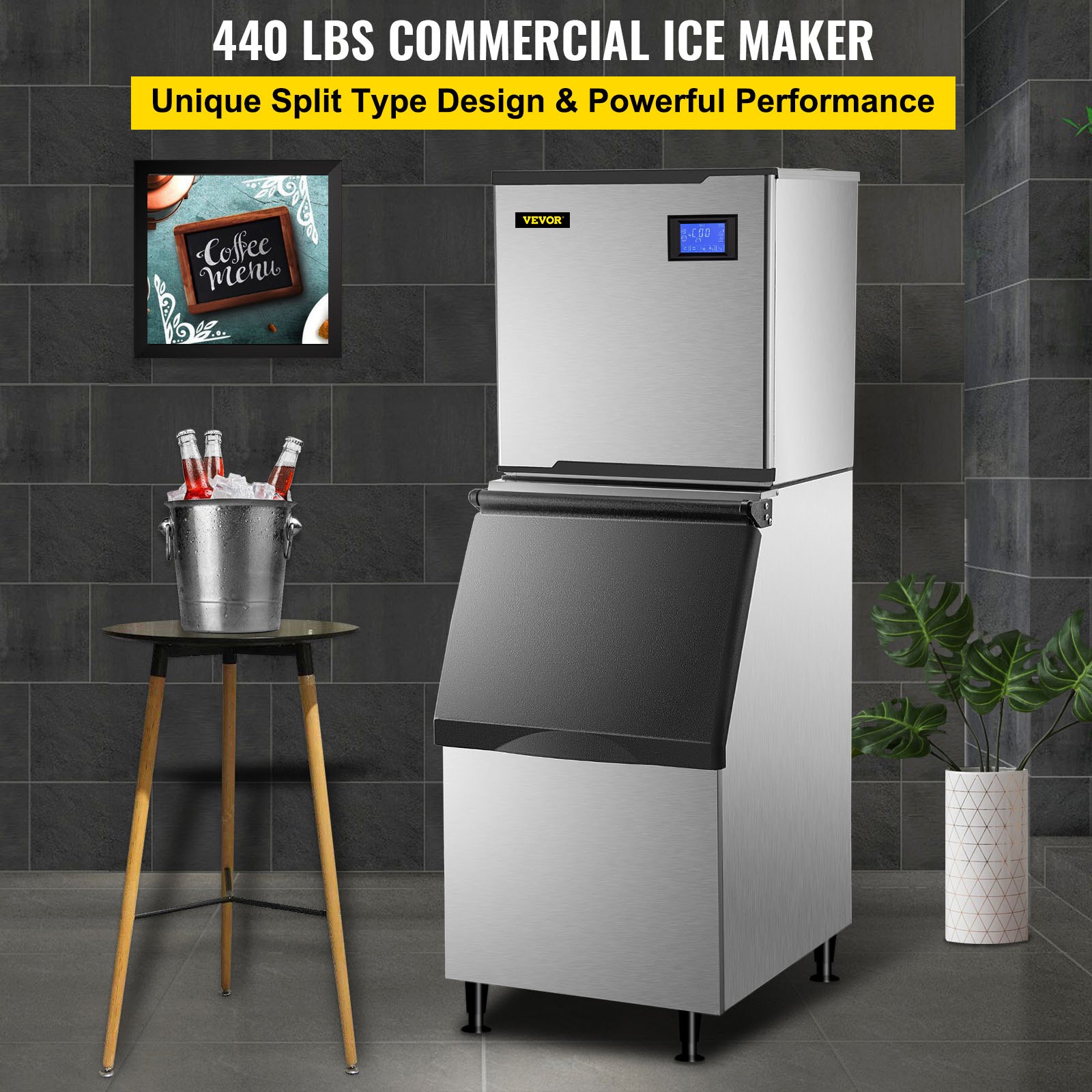 VEVOR 110V Commercial Ice Maker 440LB/24H, Industrial Modular Stainless ...