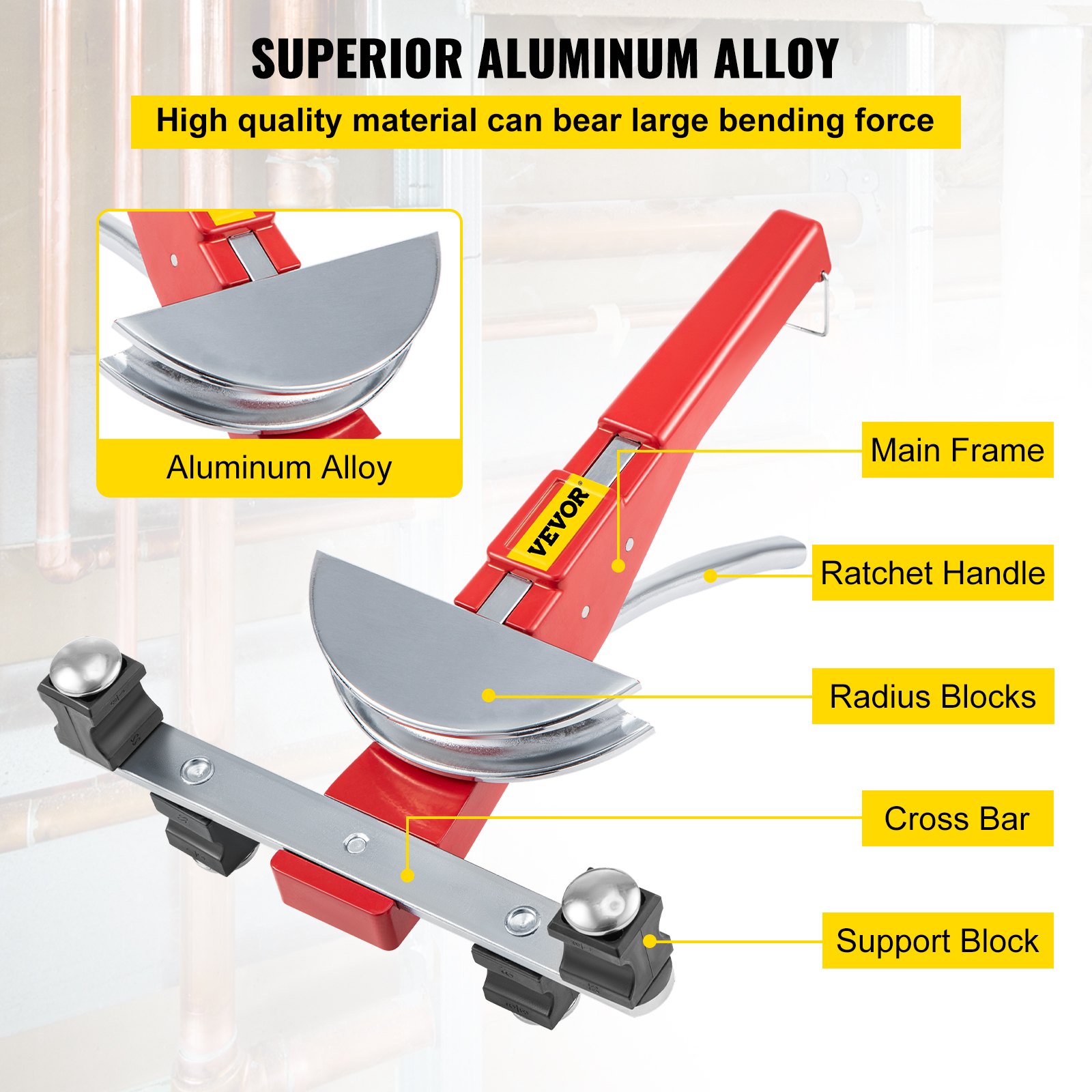 VEVOR Pipe Bender, 7 Dies 1/4-7/8 Inch Refrigeration Ratcheting Tube ...
