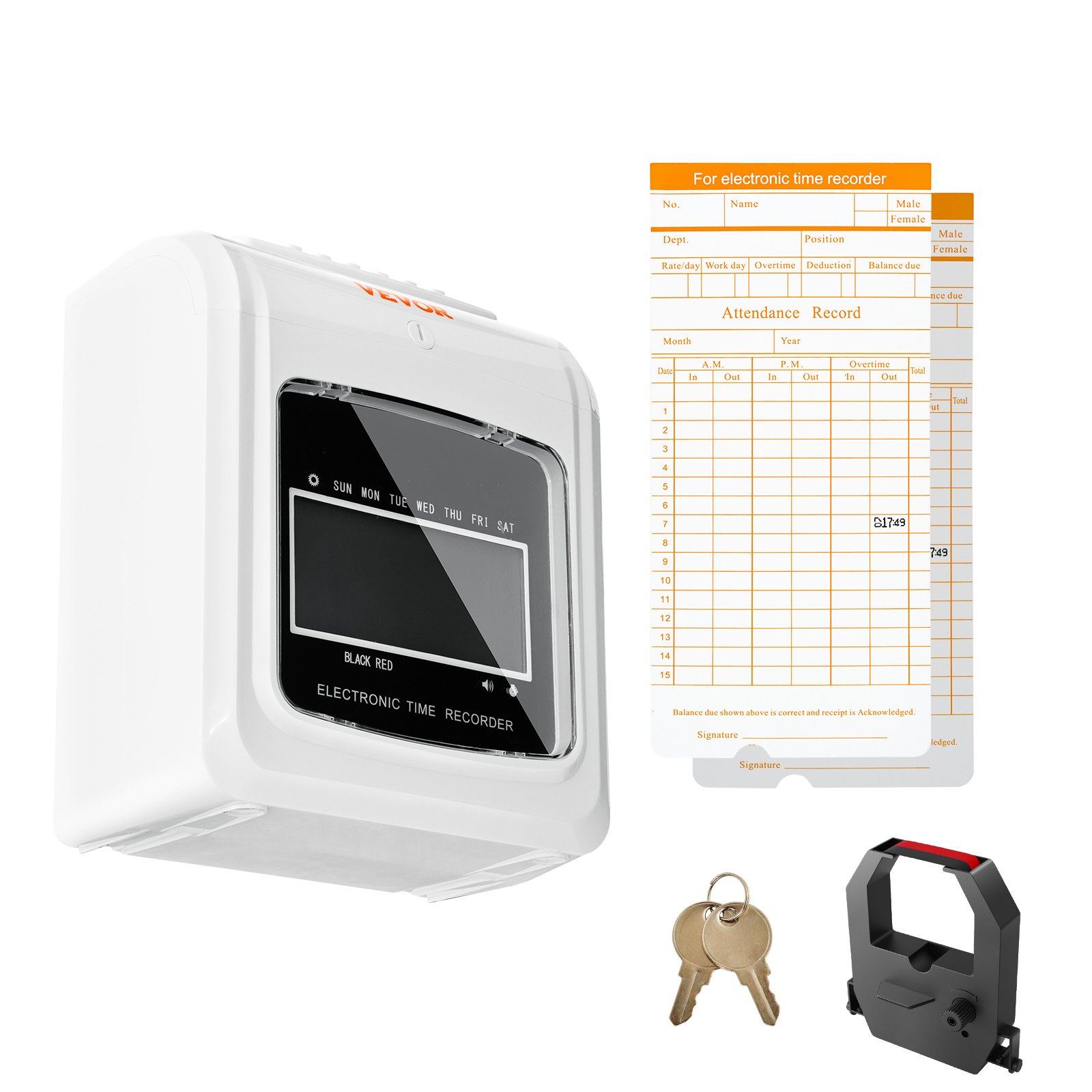 VEVOR Punch Time Clock, Time Tracker Machine for Employees of Small ...
