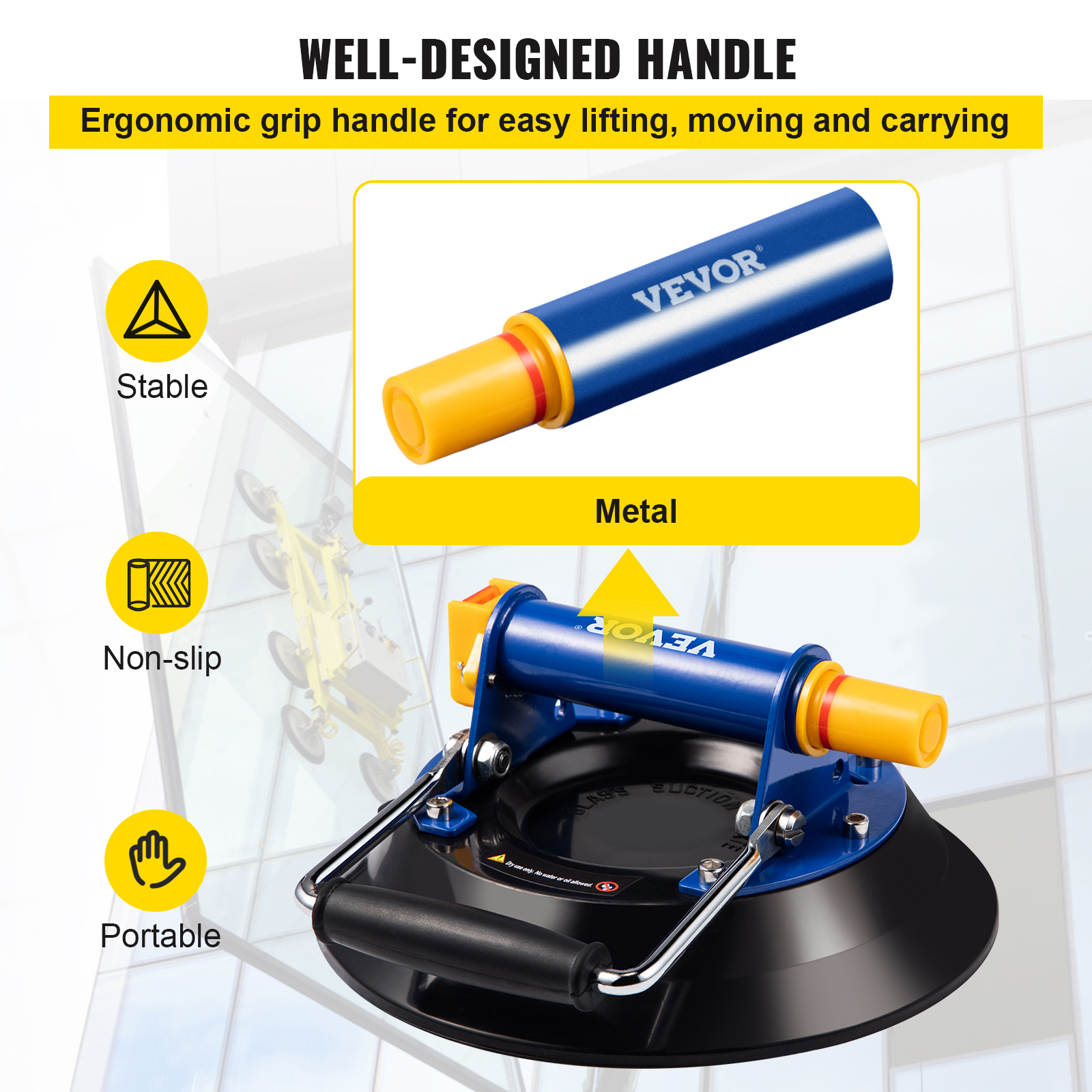 VEVOR Glass Lifting Vacuum Suction Cup Glass Lifter Suction Cup 9 ...